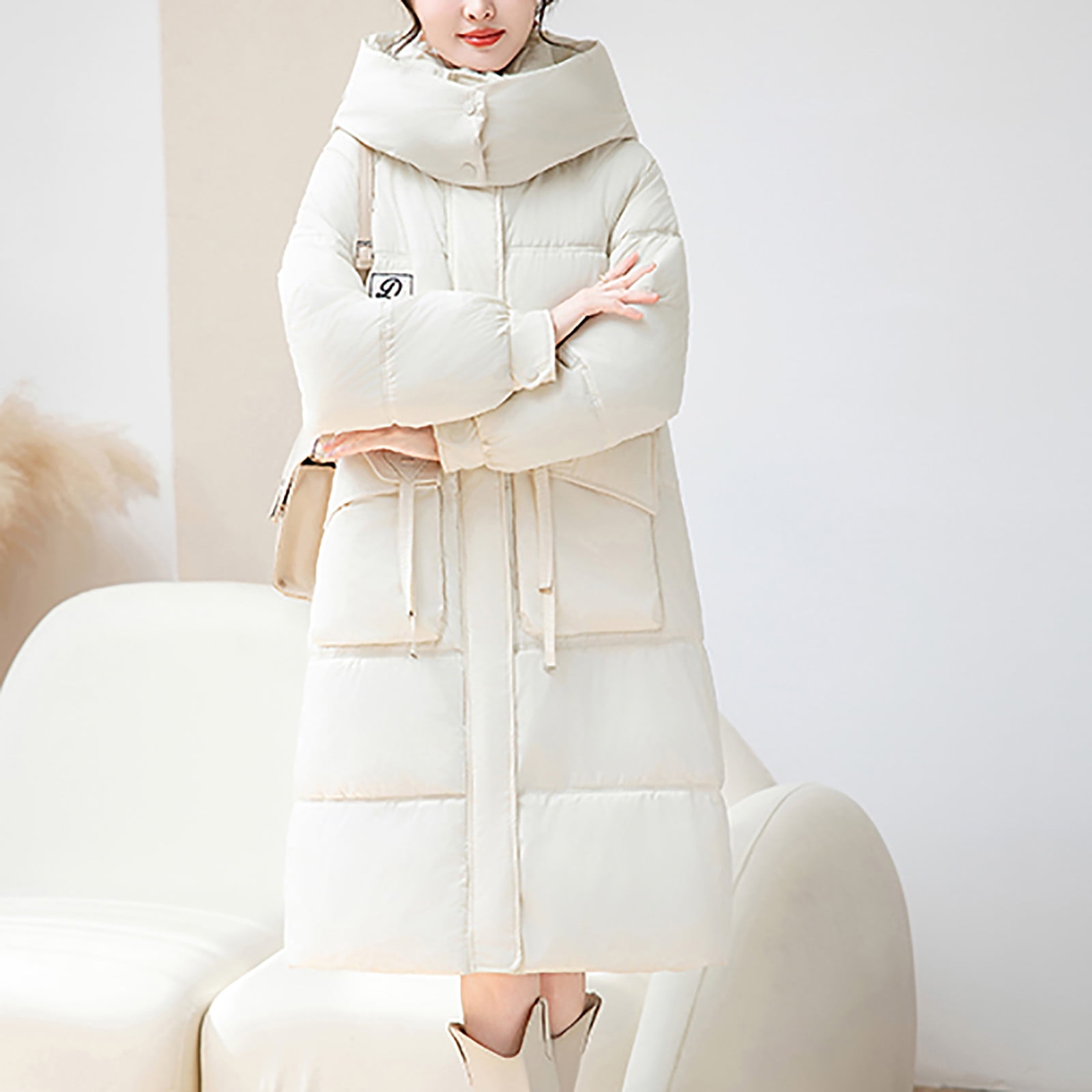 Xdegoge Long Winter Coats for Women with Hood Thick Warm Padded Puffer ...