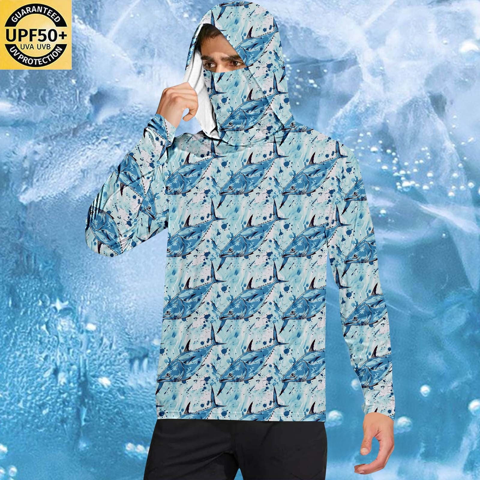 Xdegoge Men's UPF 50+ Sun Hoodie Regular Fit Hooded Rash Guard Face ...