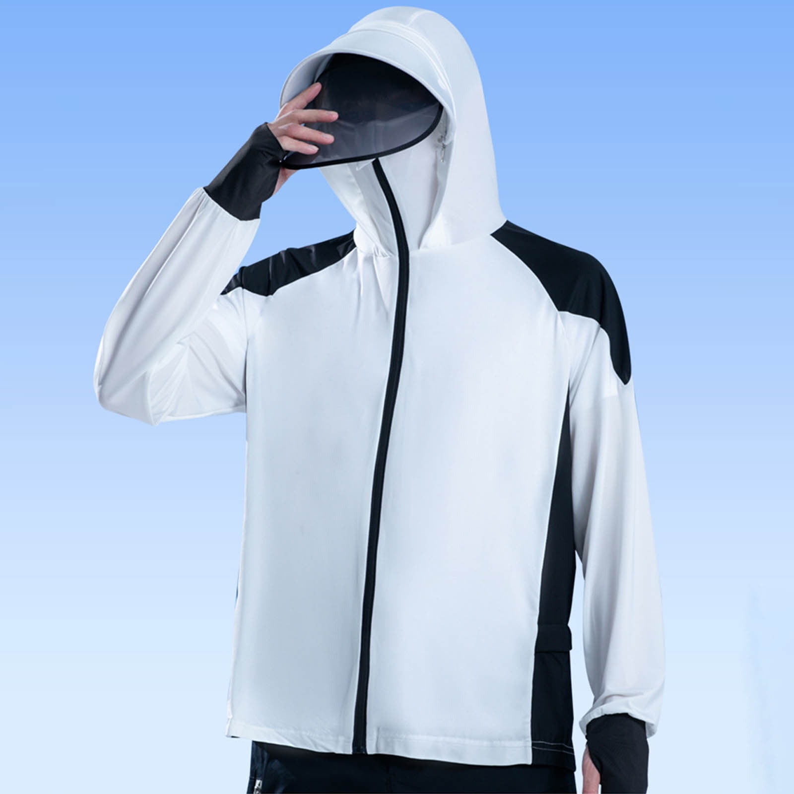 Xdegoge Men's UPF 50+ Sun Protection Jacket with Detachable Lens Visor ...