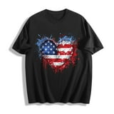 Xdegoge Mens Heart-Shaped American Flag T-Shirt Paint Splash Design ...