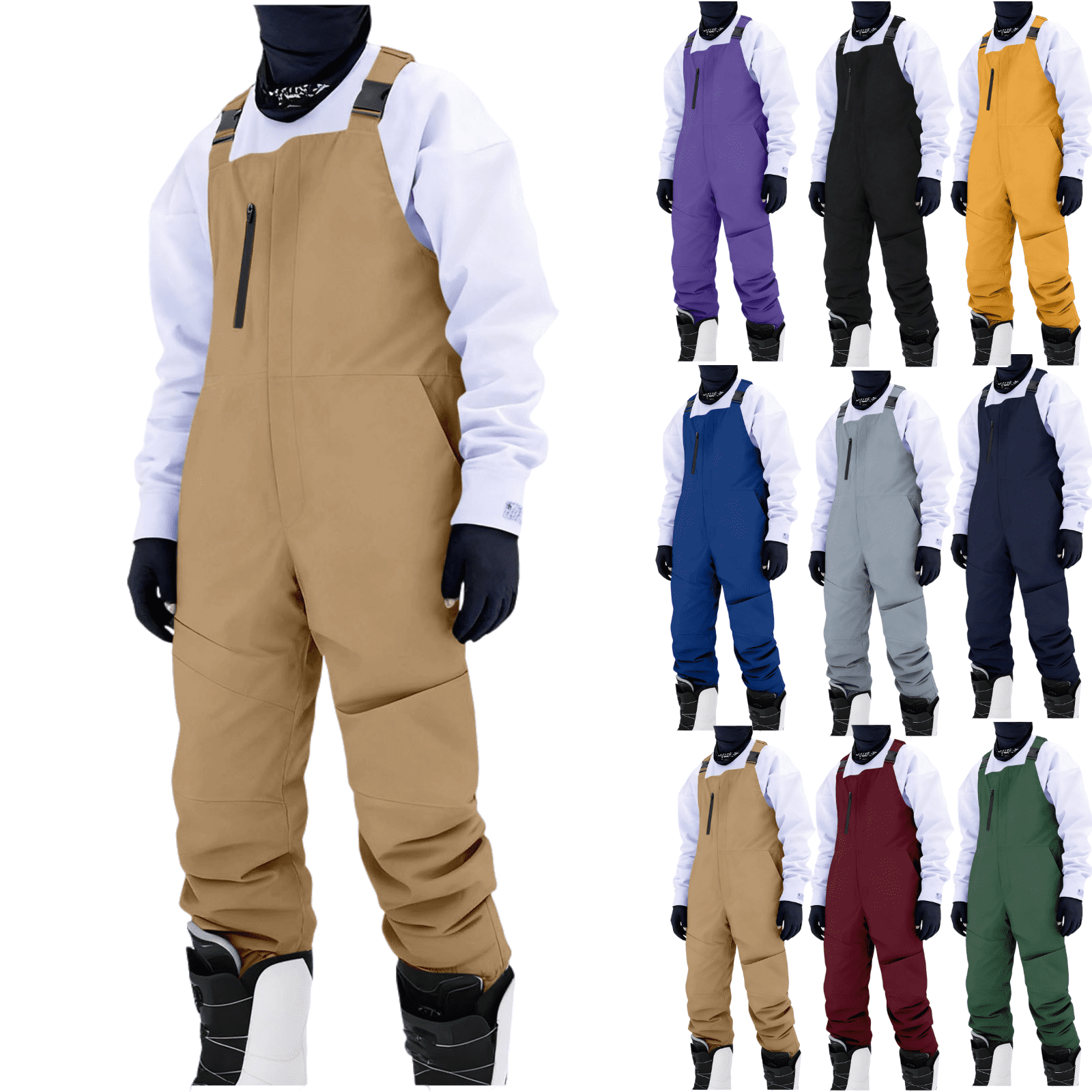 Xdegoge Mens Snow Bibs Ski Pants Softshell Waterproof Insulated ...