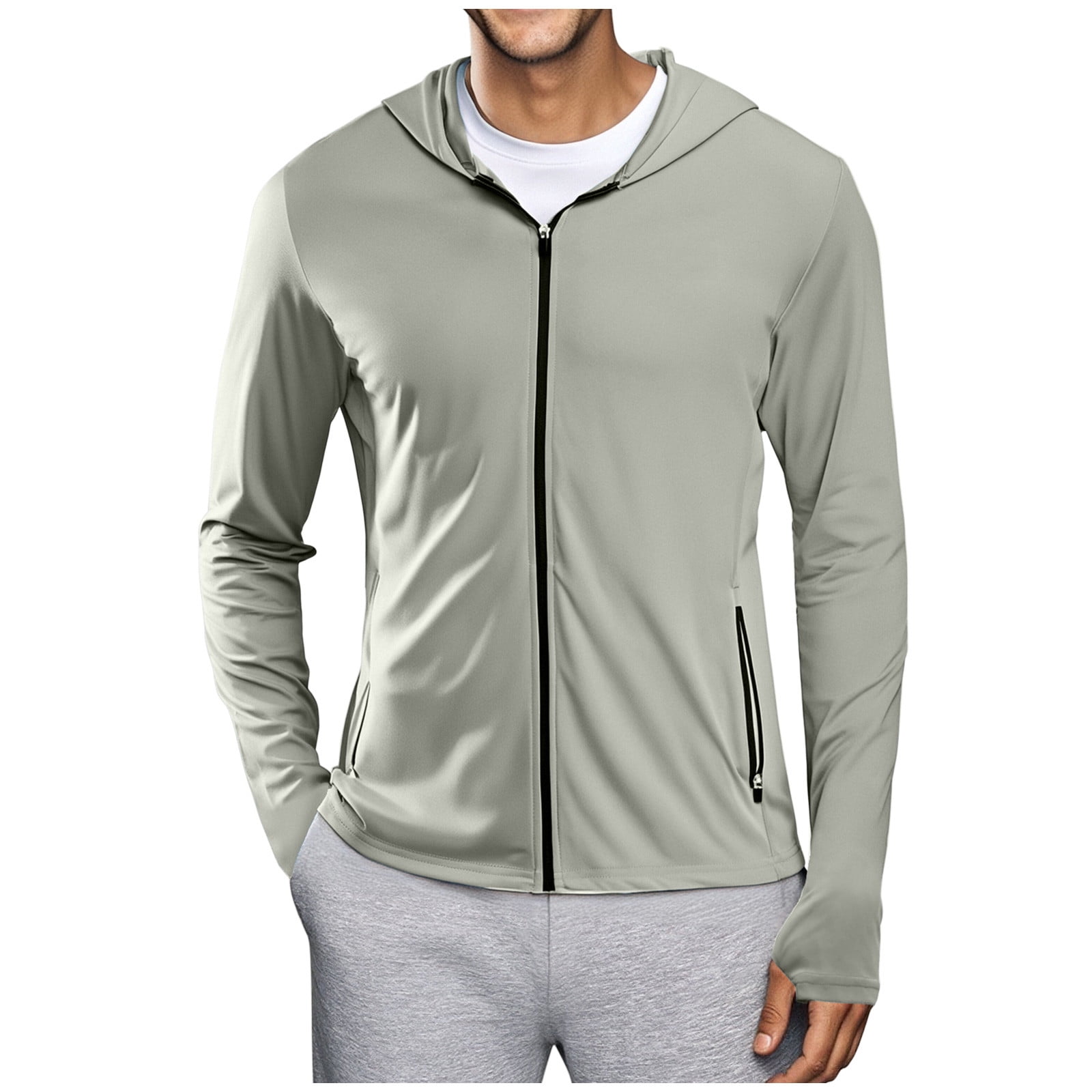 Xdegoge Mens Sun Protection Jacket Upf 50+ Hoodie Summer Long Sleeve ...