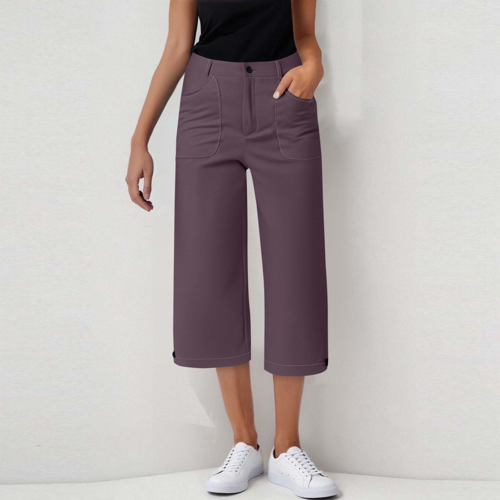 Xdegoge Where Is My Order Capri Pants for Women Business Casual Loose ...