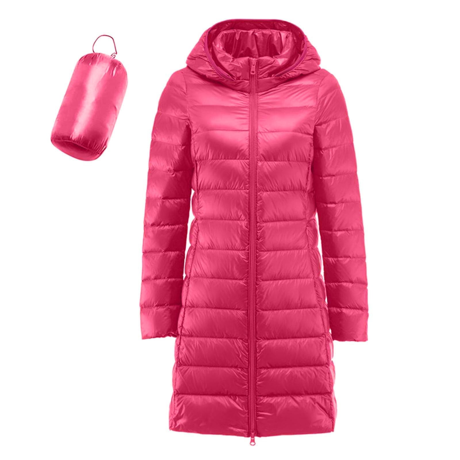 Xdegoge Packable Long Puffer Coat Women Quilted Lightweight Zip Up Down ...