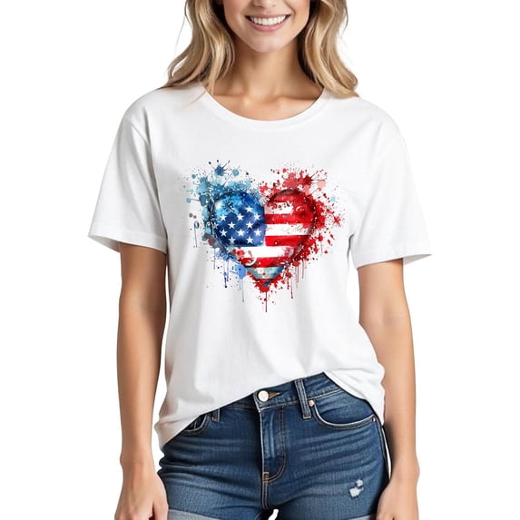Xdegoge Patriotic Clothes for Women Crewneck Short Sleeve 4th of July ...