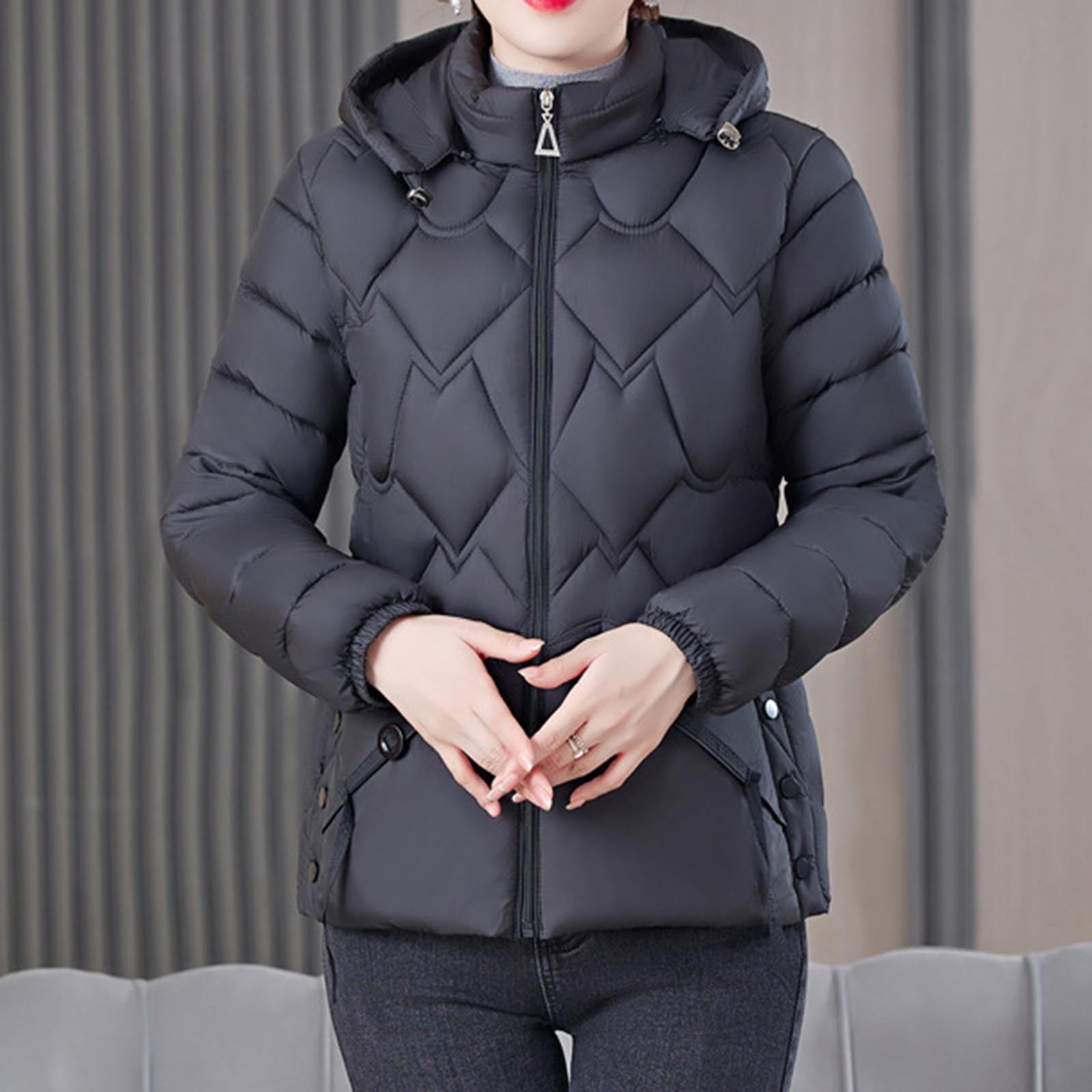 Xdegoge Plus Size Women Winter Coat Zip Up Quilted Padded Down Jackets ...