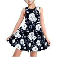 Lochas Girls Denim Floral Swing Dress with Belt for School, Summer ...