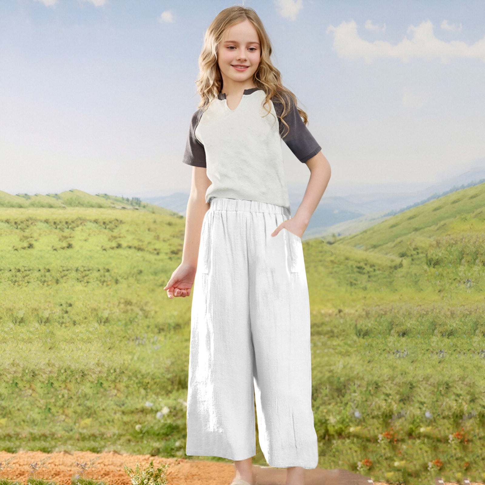 Xdegoge Recent Orders Girls Pants Size 3-14, Teen Girl Clothes Wide Leg ...