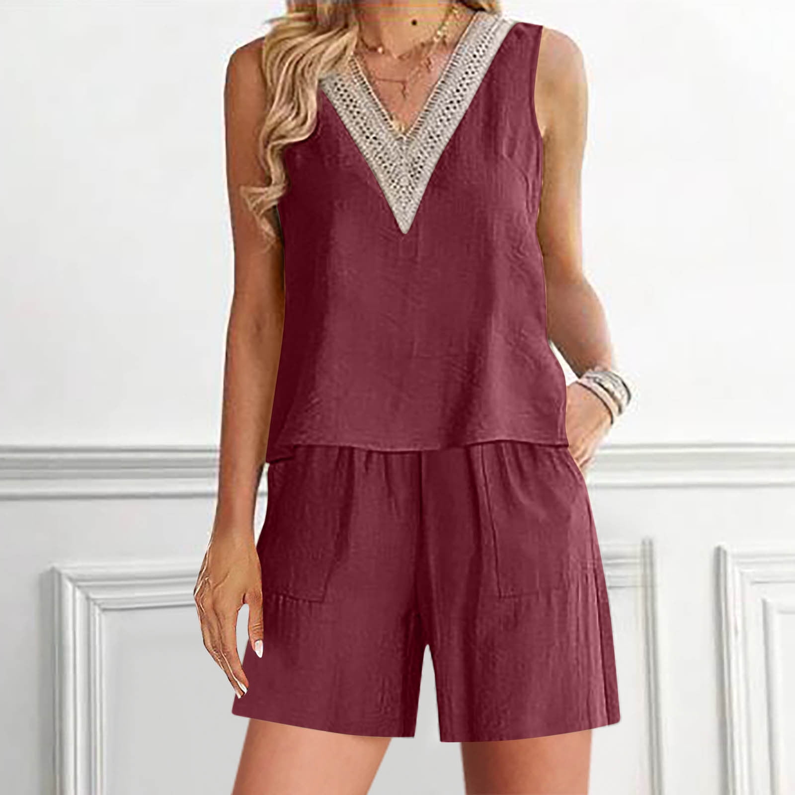 Xdegoge Refund On My Order Short Sets for Women 2 Piece Linen Clothes ...