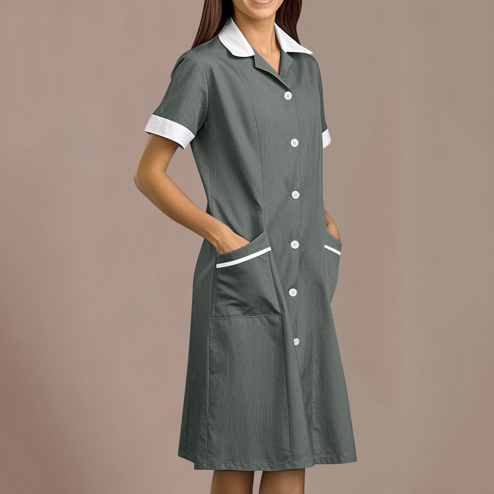 Xdegoge Scrubs for Women Dresses Short Sleeve Nurse Working Uniform ...