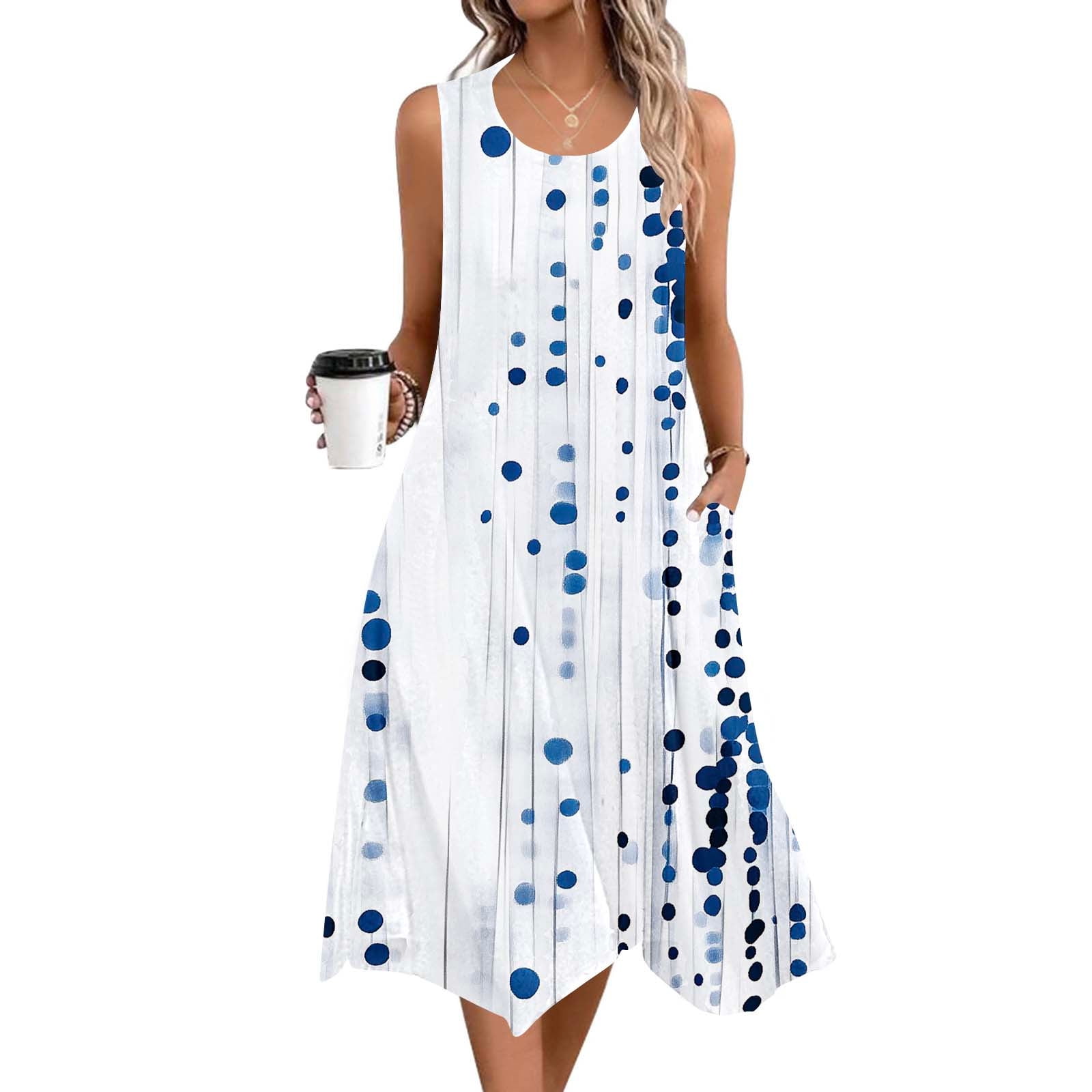 Xdegoge Sundresses for Women Casual Summer Sleeveless Tank Dress A Line ...
