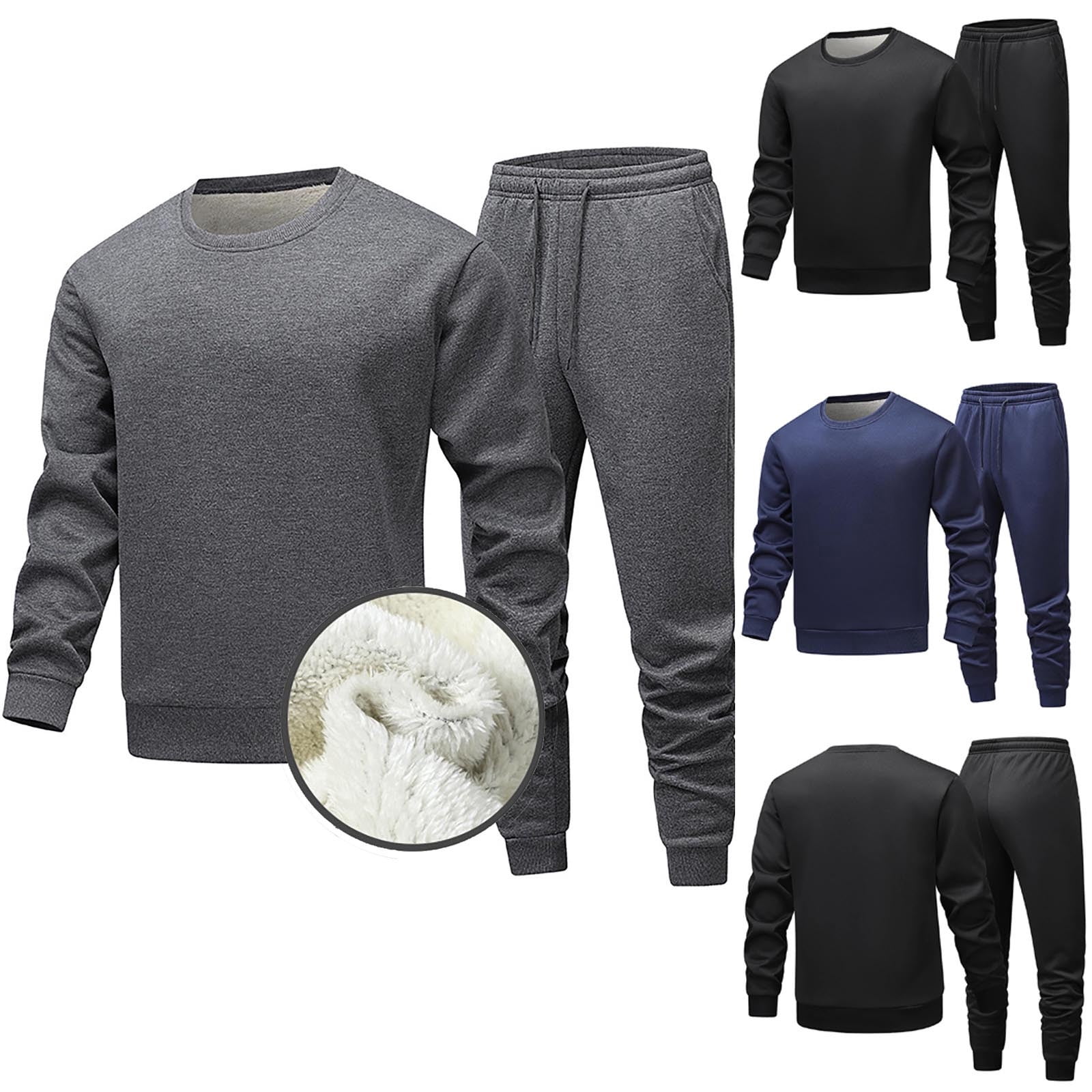 Xdegoge Thermal Underwear for Men Warm Fleece Lined Set Crewneck Long ...