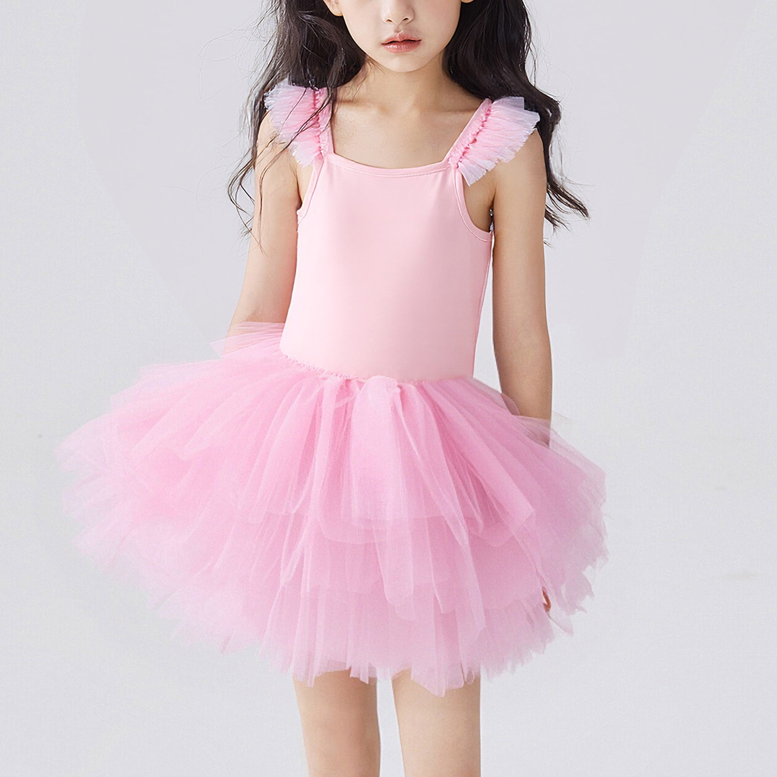 Xdegoge Toddler Ballet Outfit Solid Color Suspender Sleeveless Tutu ...