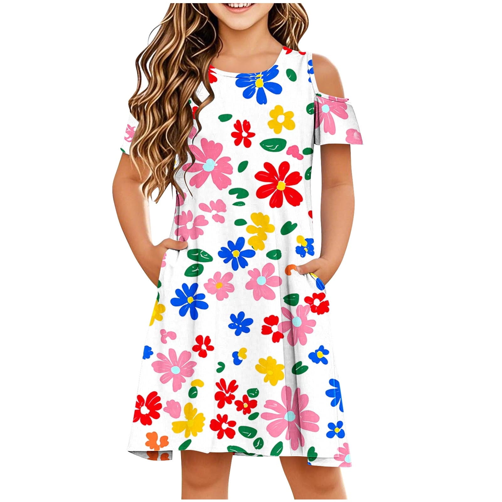 Xdegoge Toddler Dresses 3T Big Girl Clearance Clothes Summer Ruffle ...