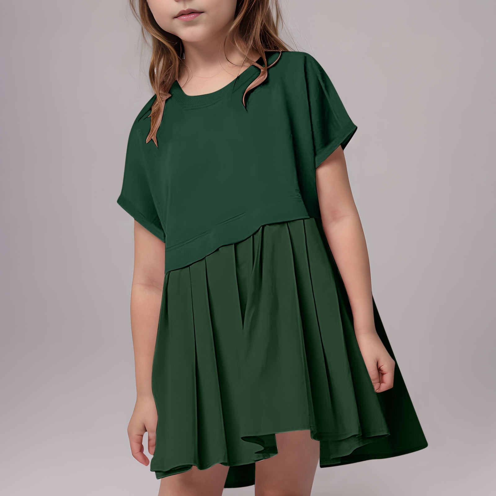 Xdegoge Tween Girls Dresses Summer Crew Neck Short Sleeve Dress ...