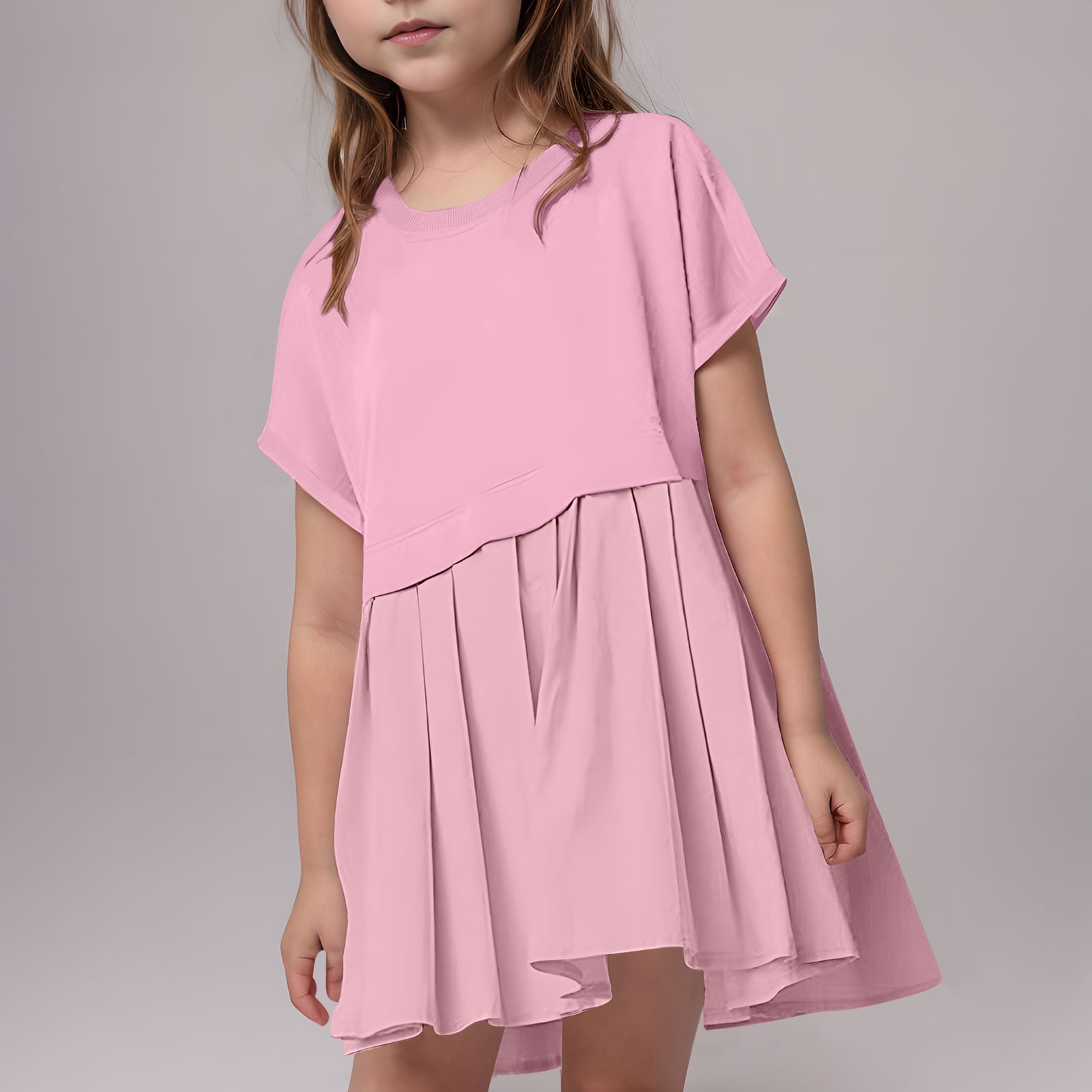 Xdegoge Tween Girls Dresses Summer Crew Neck Short Sleeve Dress ...