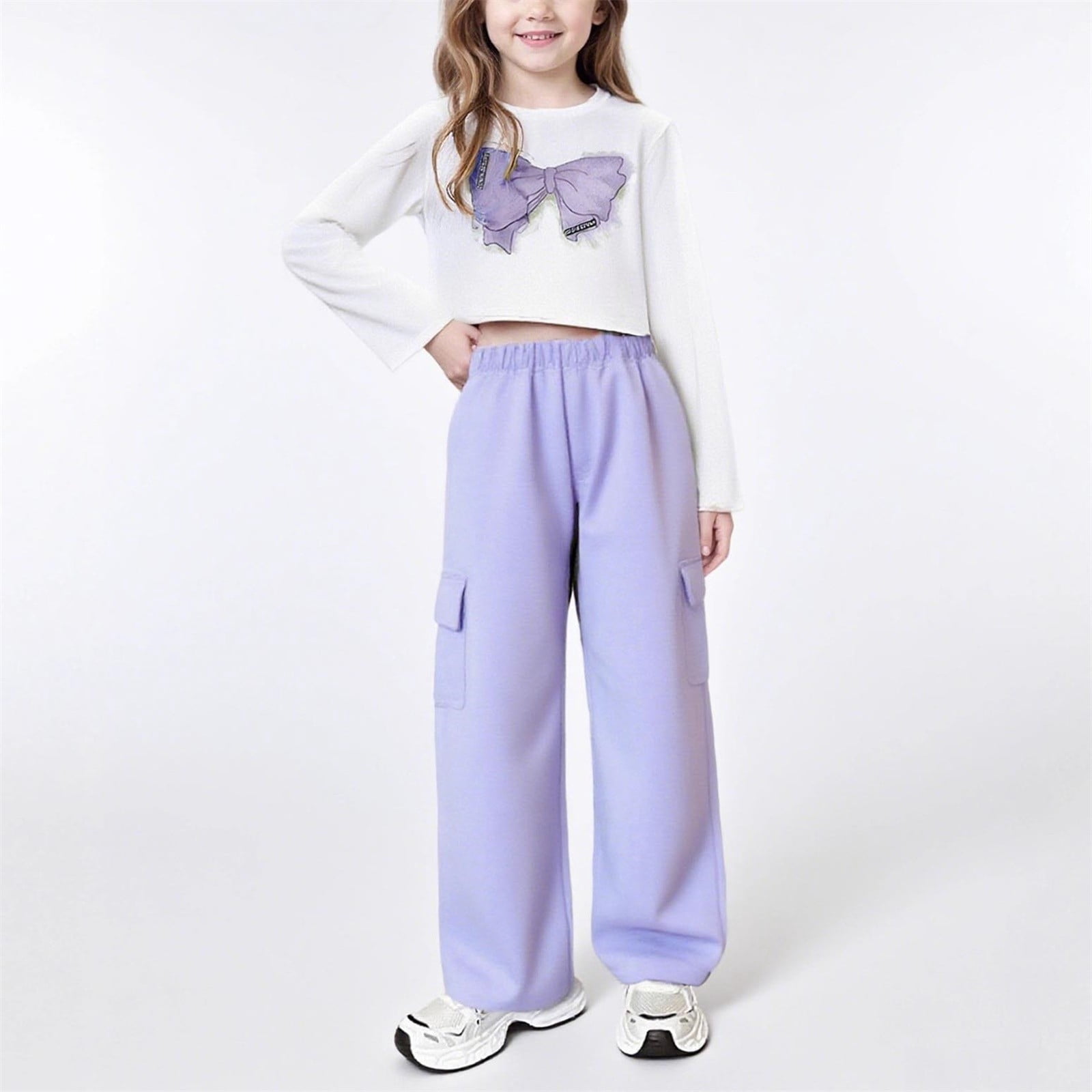 Xdegoge Tween Girls Fashion Outfits [Loose Fit] Long Sleeve Crop Top ...
