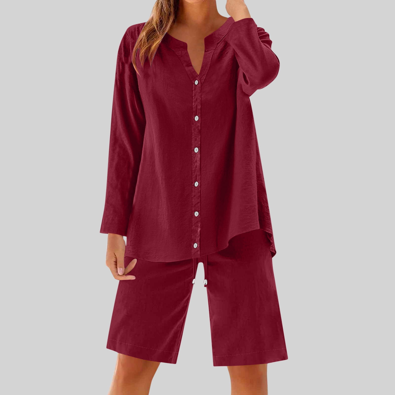 Xdegoge Two Piece Sets for Women Linen Matching Sets Women Clothing ...