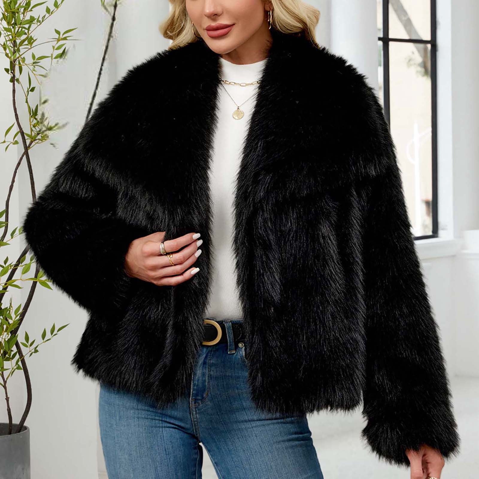 Xdegoge Women'S Faux Fur Jacket Casual Oversize Short Coat Stylish ...