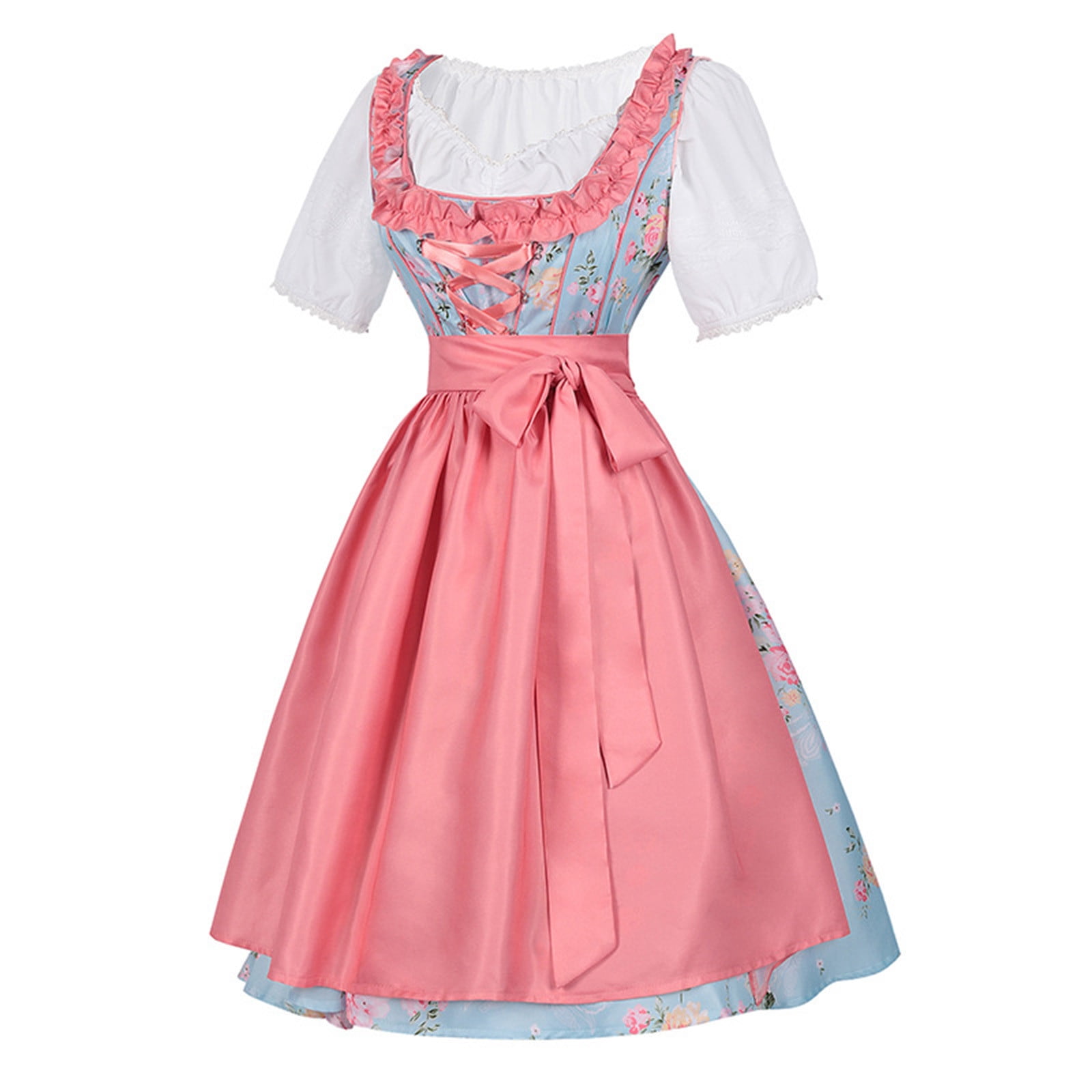 Xdegoge Women's Oktoberfest Dirndl Dress 3 Piece Long Green Traditional ...