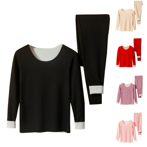 Xdegoge Women's Thermal Underwear Plus Size Fleece Lined Warm Sets ...