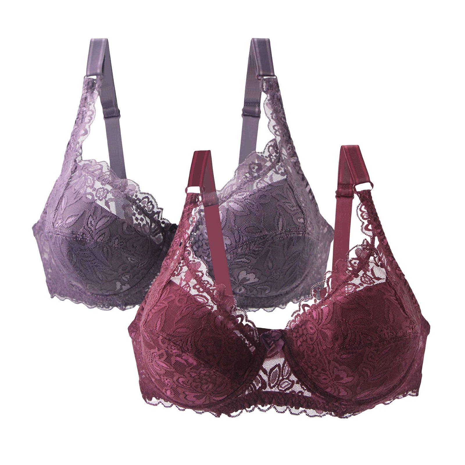 Xdegoge Womens 3 Pack Seamless Bras Lace Full Coverage Wireless Bras ...