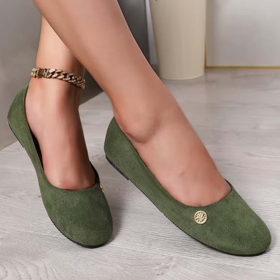 Xdegoge Womens Flats Closed Toe Ballet Flats Premium Suede Round Toe ...