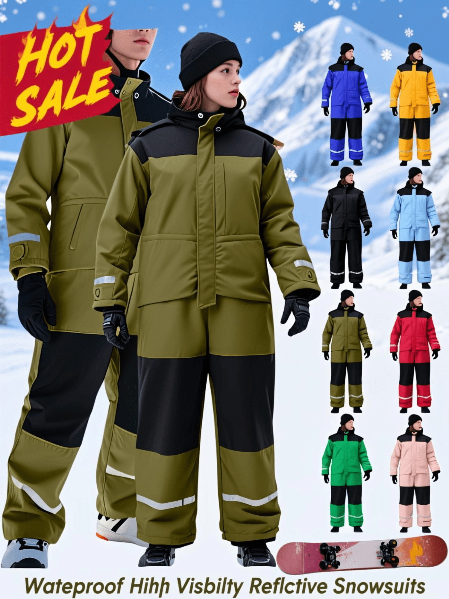 Xdegoge Womens and Mens Snowsuits One Piece Ski Suits Waterproof Ski ...