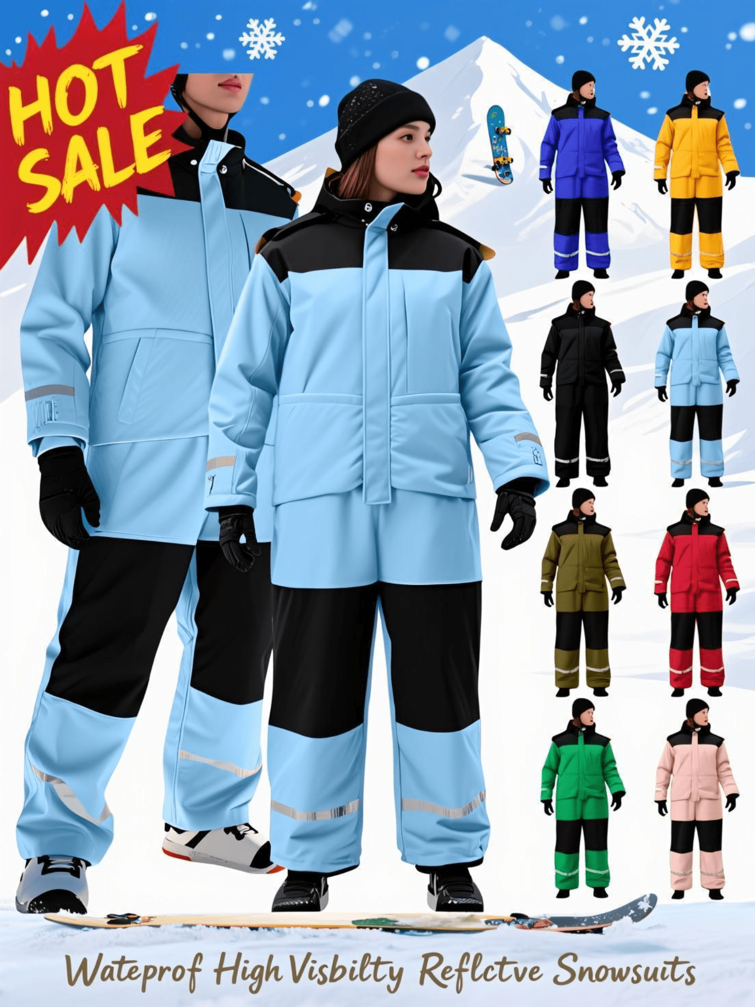 Xdegoge Womens and Mens Snowsuits One Piece Ski Suits Waterproof Ski ...