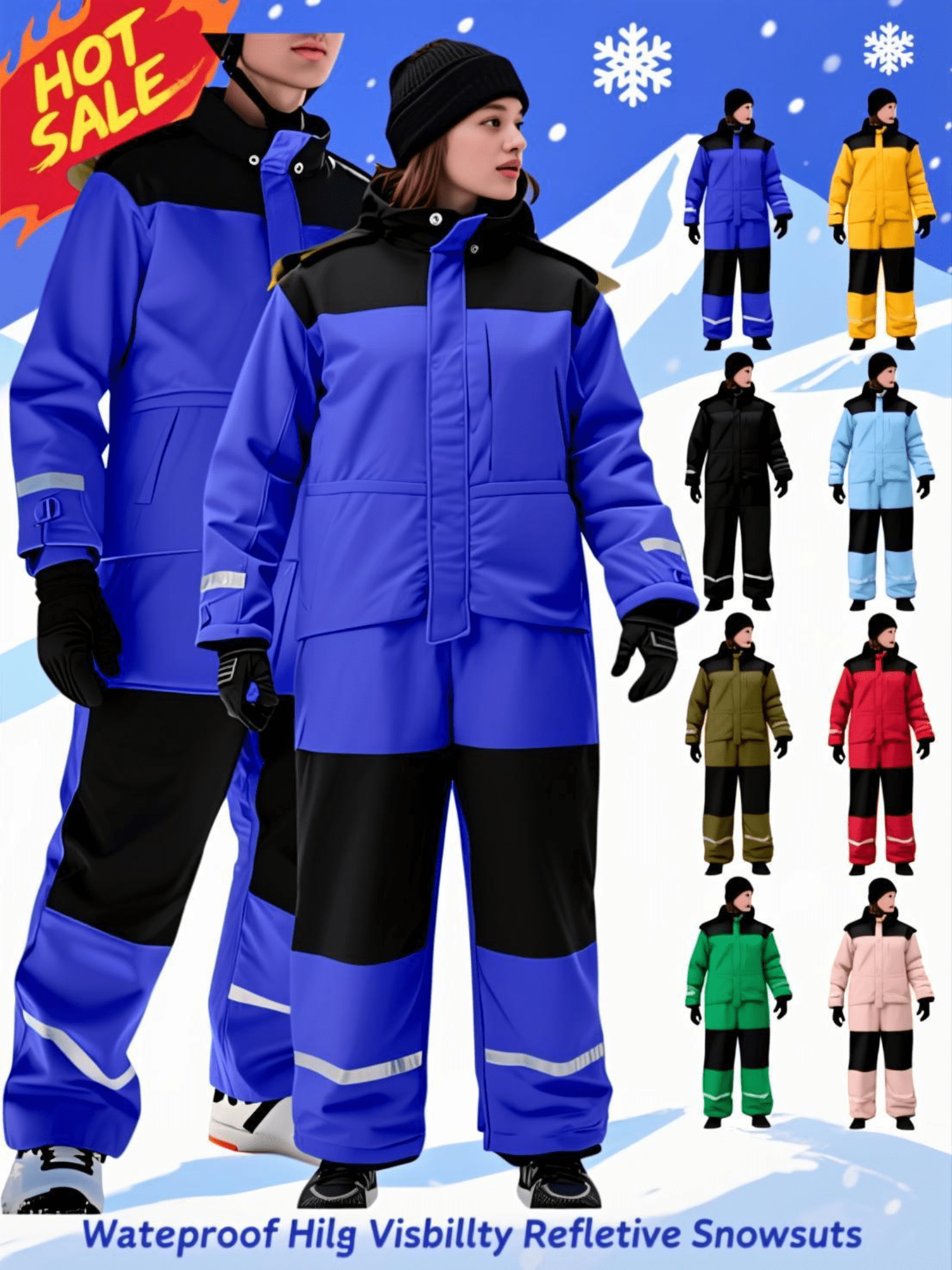 Xdegoge Womens and Mens Snowsuits One Piece Ski Suits Waterproof Ski ...