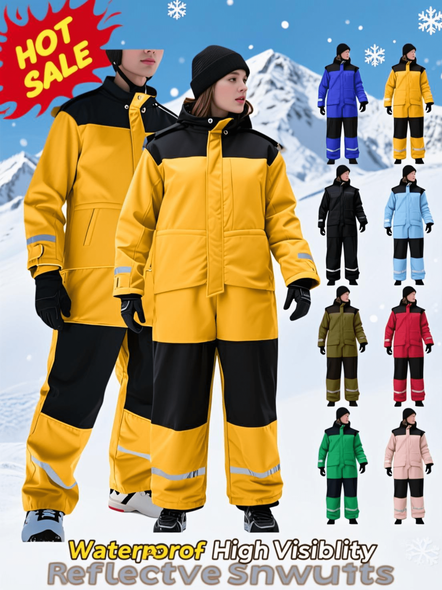 Xdegoge Womens and Mens Snowsuits One Piece Ski Suits Waterproof Ski ...