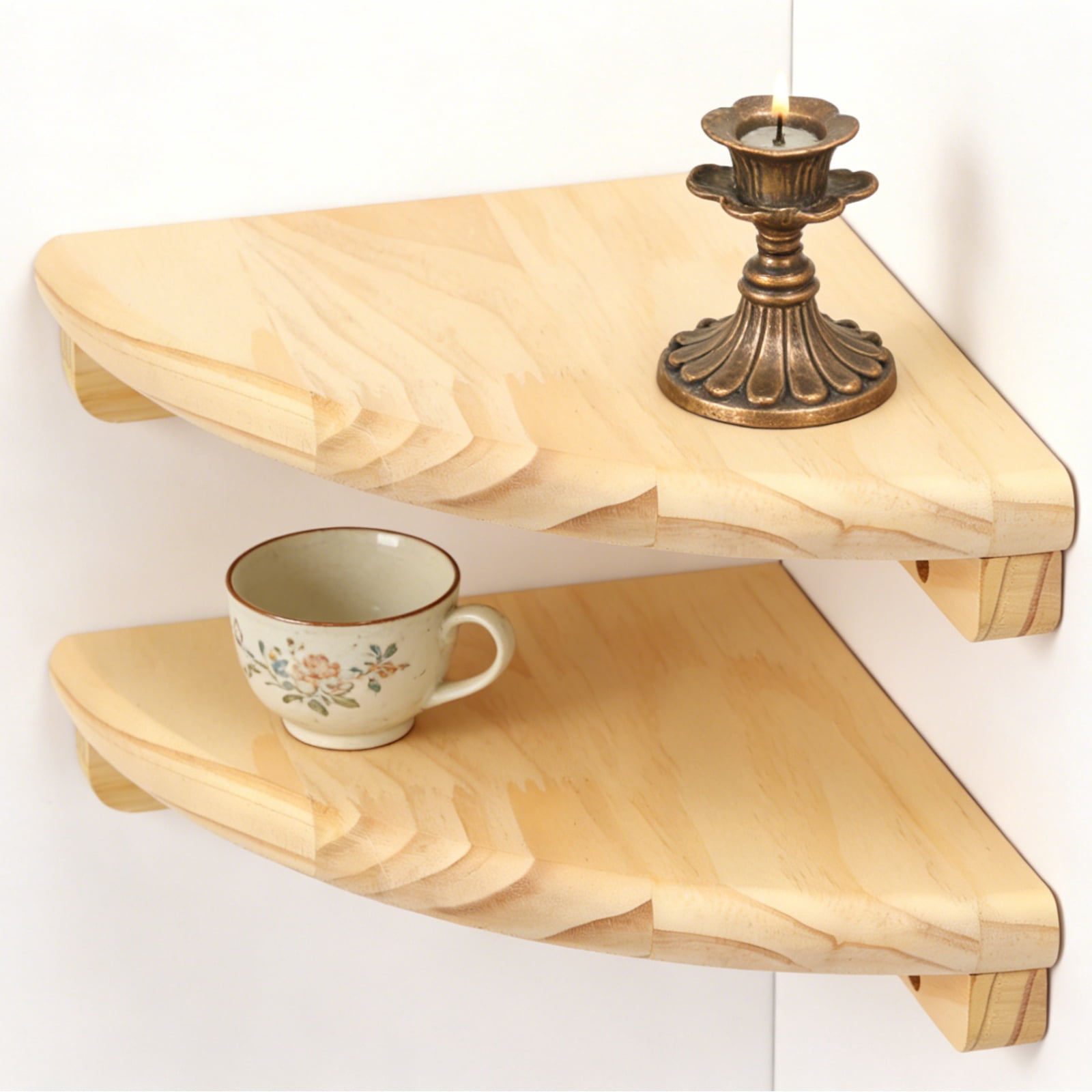 Xdziklosj 2Pcs Wall Mounted Corner Shelf 18 cm Wooden Floating Storage ...