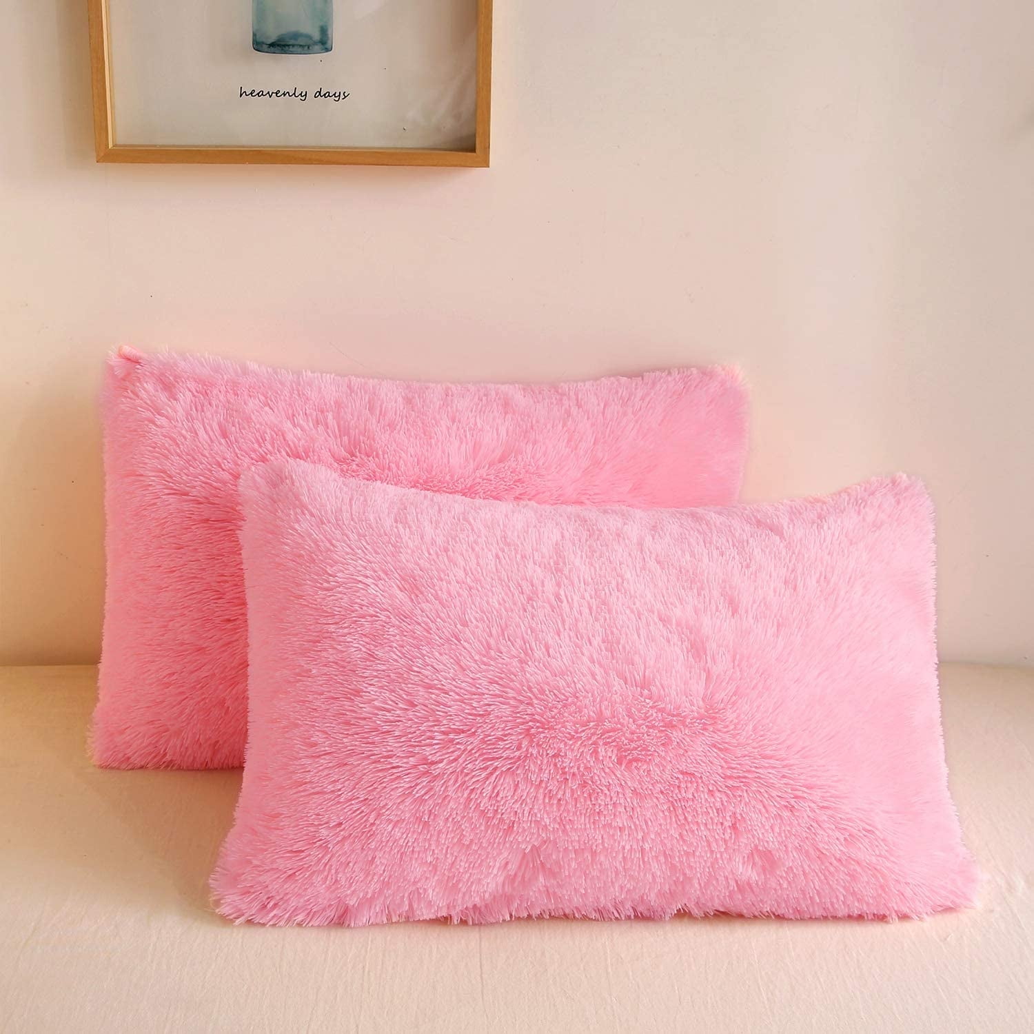 XeGe 2 Pack Fuzzy Velvet Throw Pillow Covers, Plush Decorative Shams ...