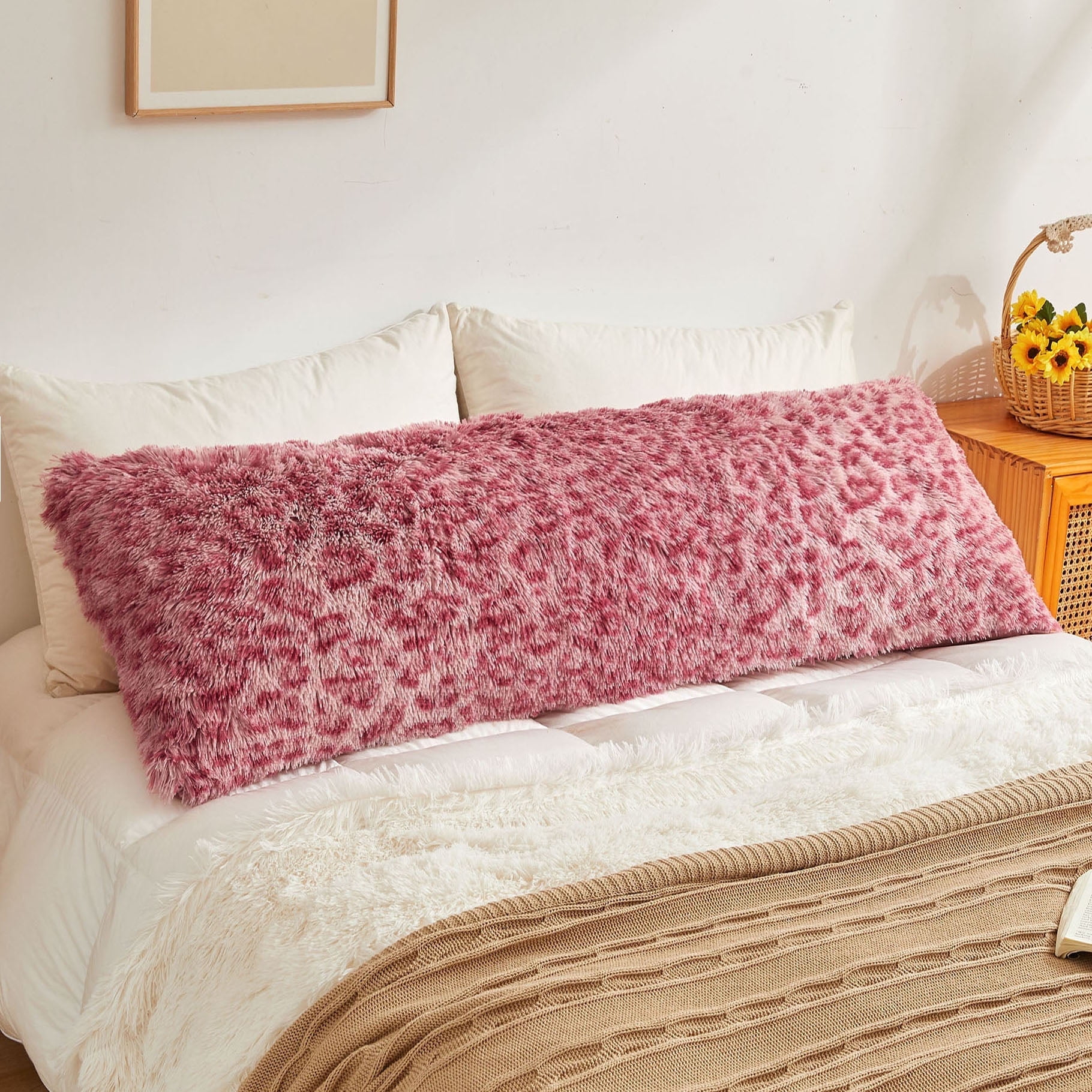 XeGe 20x54 Fluffy Cheetah Print Body Pillow Cover, Leopard Print Plush ...