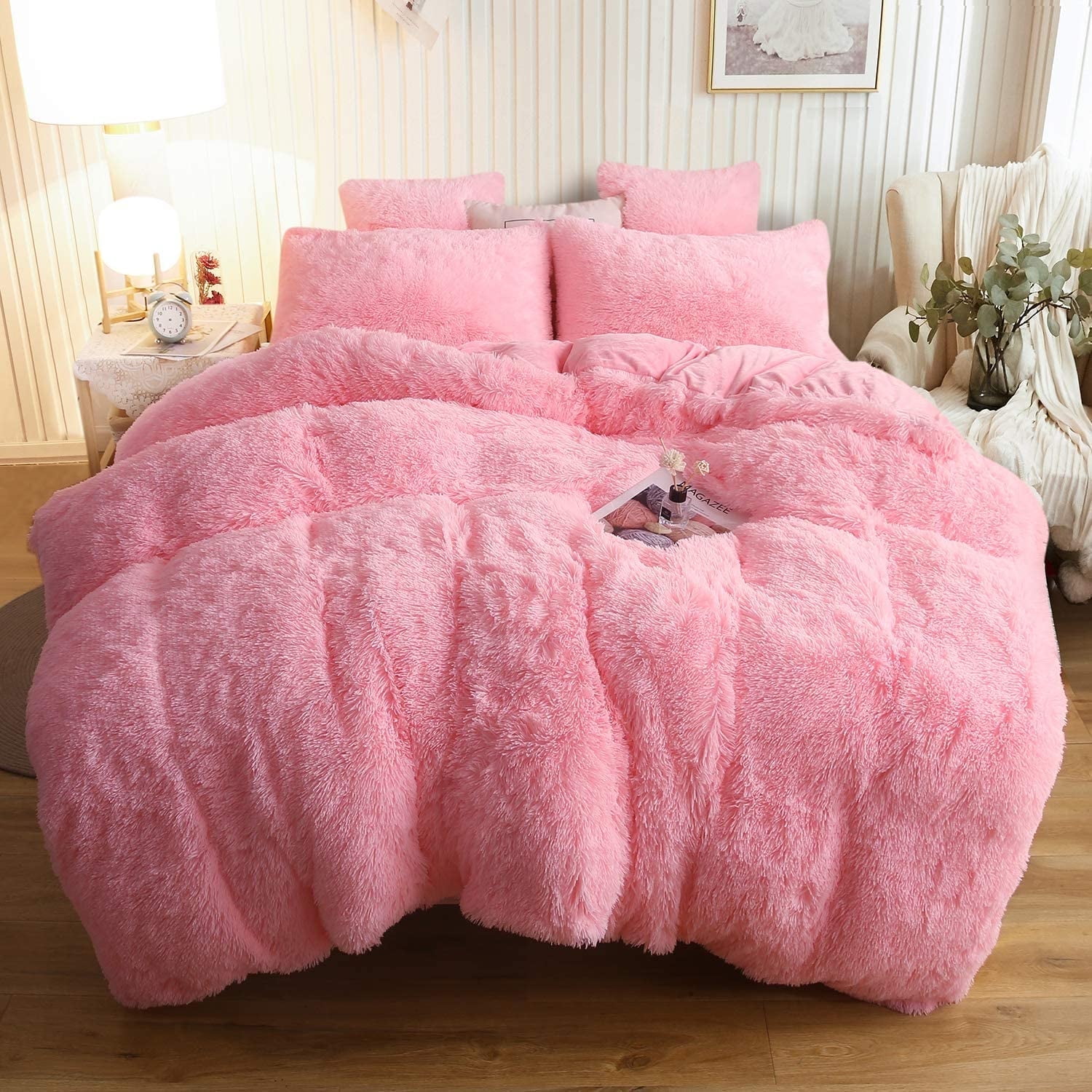 XeGe 3 Piece Faux Fur Comforter Cover Set King Size, Luxury Ultra Soft ...