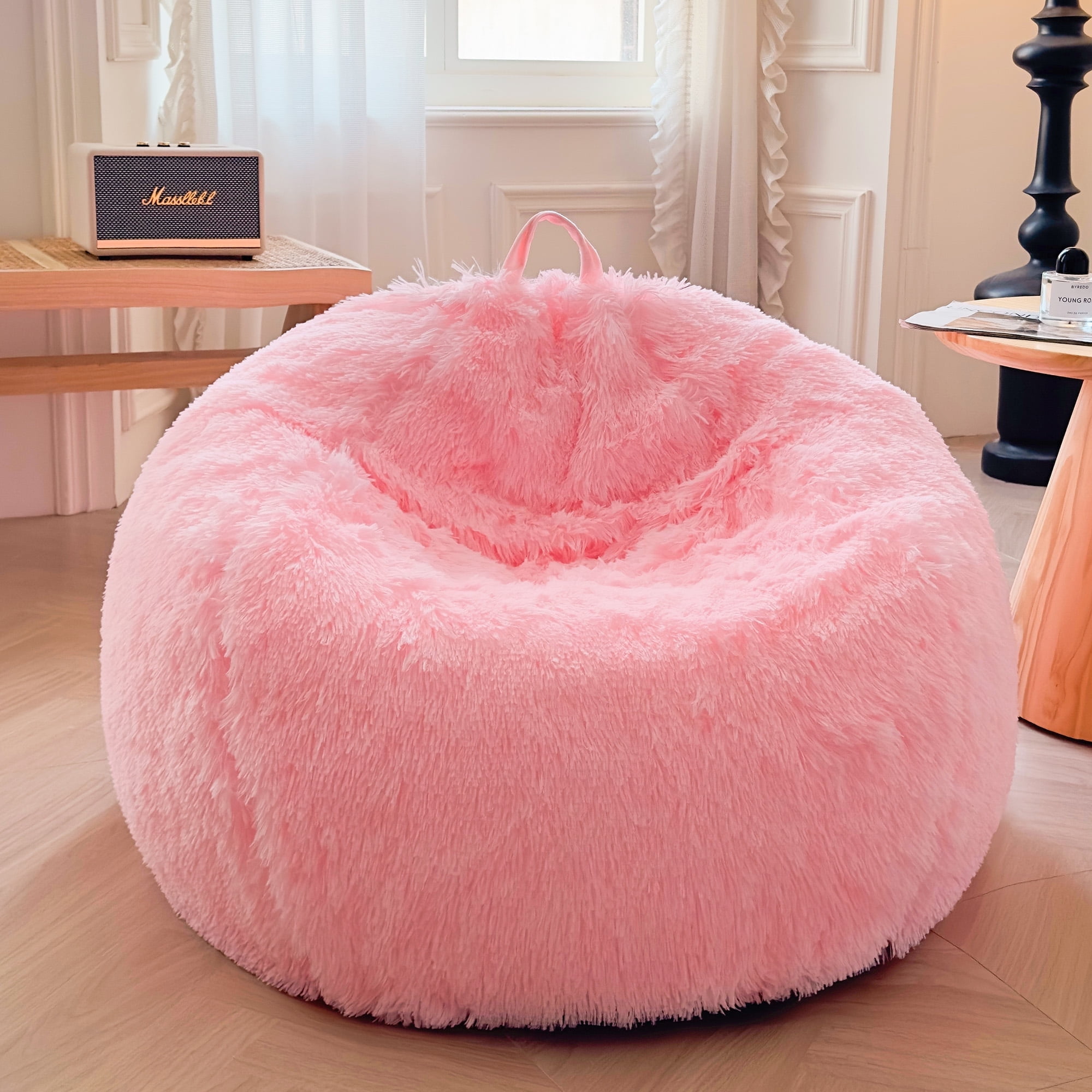 XeGe Faux Fur Comfy Bean Bag Cover for Living Room(No Filler), Fluffy ...