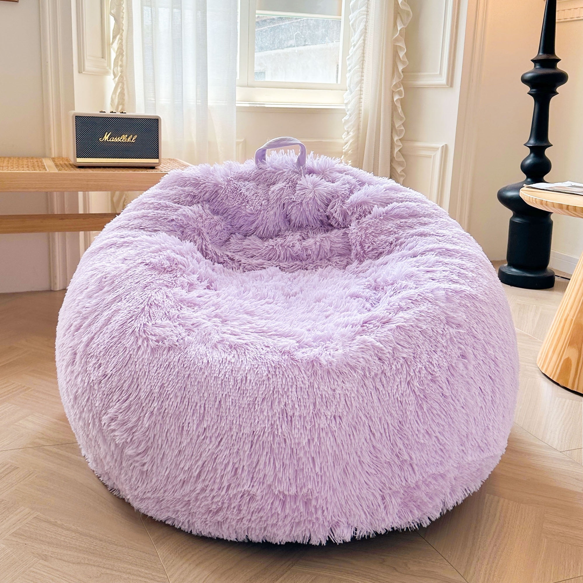 XeGe Faux Fur Comfy Bean Bag Cover for Living Room(No Filler), Fluffy ...
