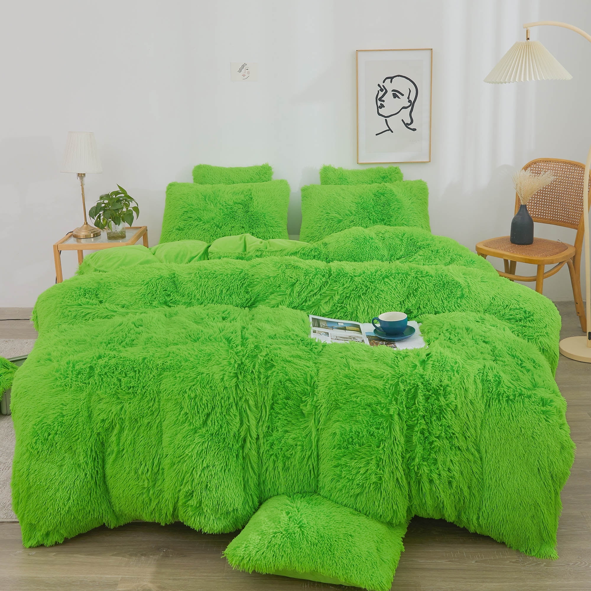Xege Plush Shaggy Duvet Cover Set Luxury Ultra Soft Fluffy Faux Fur