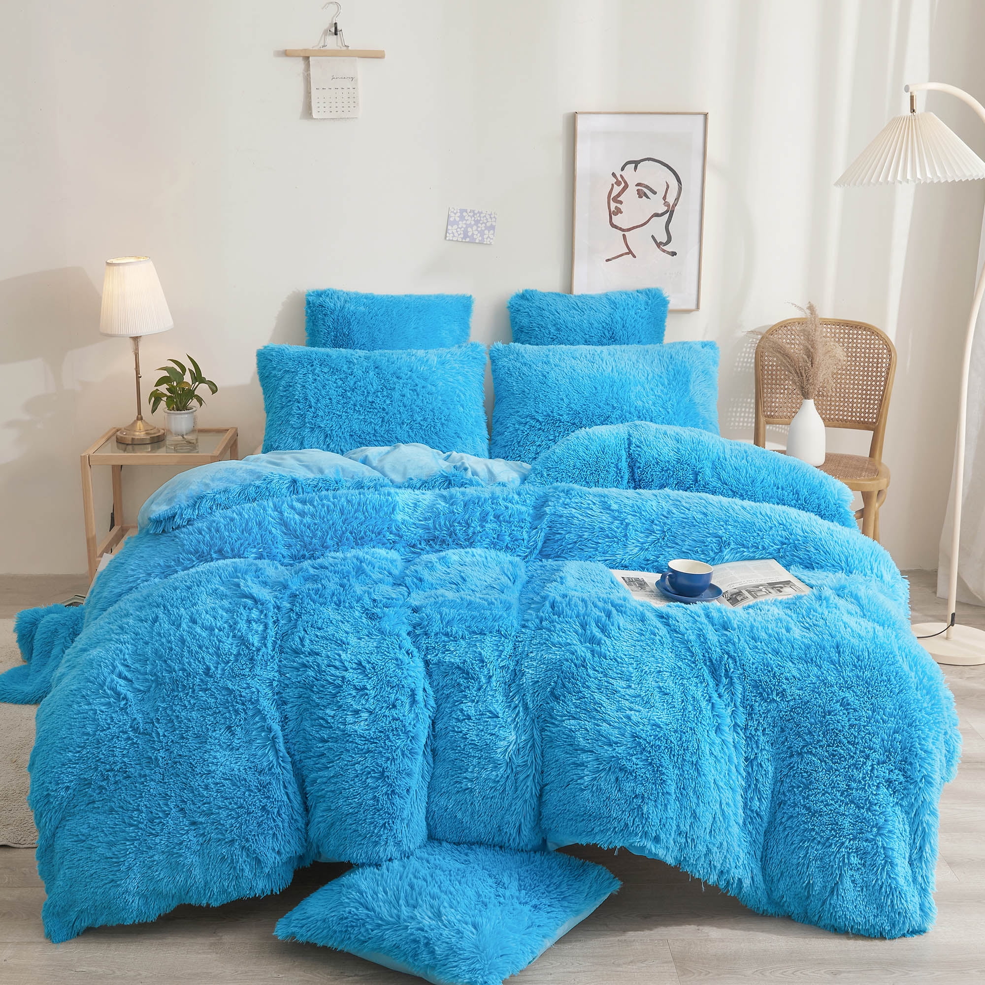 Xege Plush Shaggy Duvet Cover Set Luxury Ultra Soft Fluffy Faux Fur Bedding Sets 2 Pieces