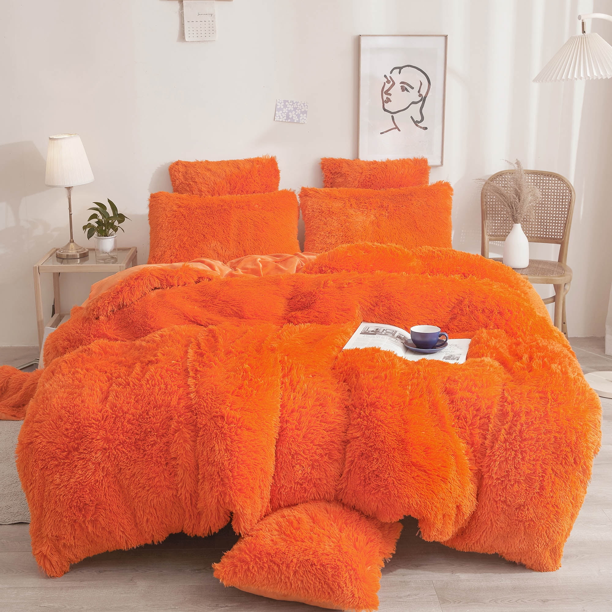 Xege Plush Shaggy Duvet Cover Set Luxury Ultra Soft Fluffy Faux Fur
