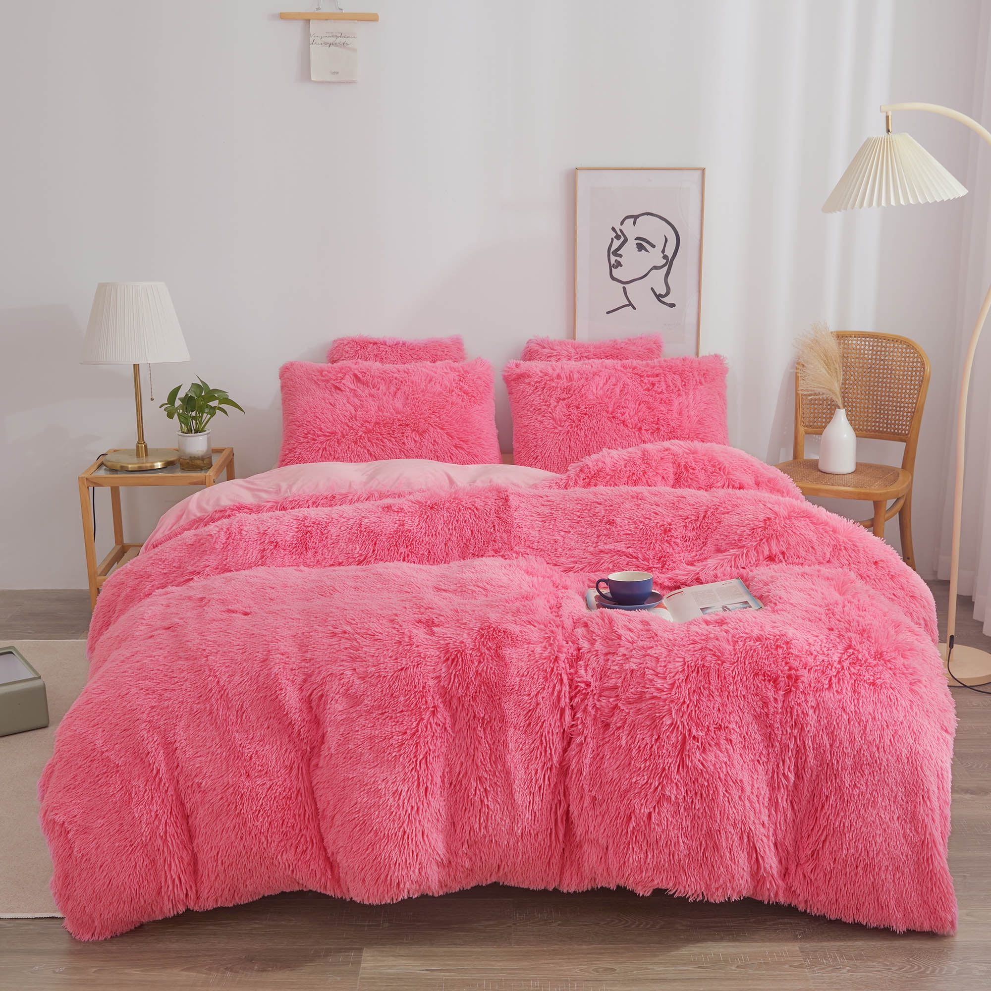 Xege Plush Shaggy Duvet Cover Set Luxury Ultra Soft Fluffy Faux Fur
