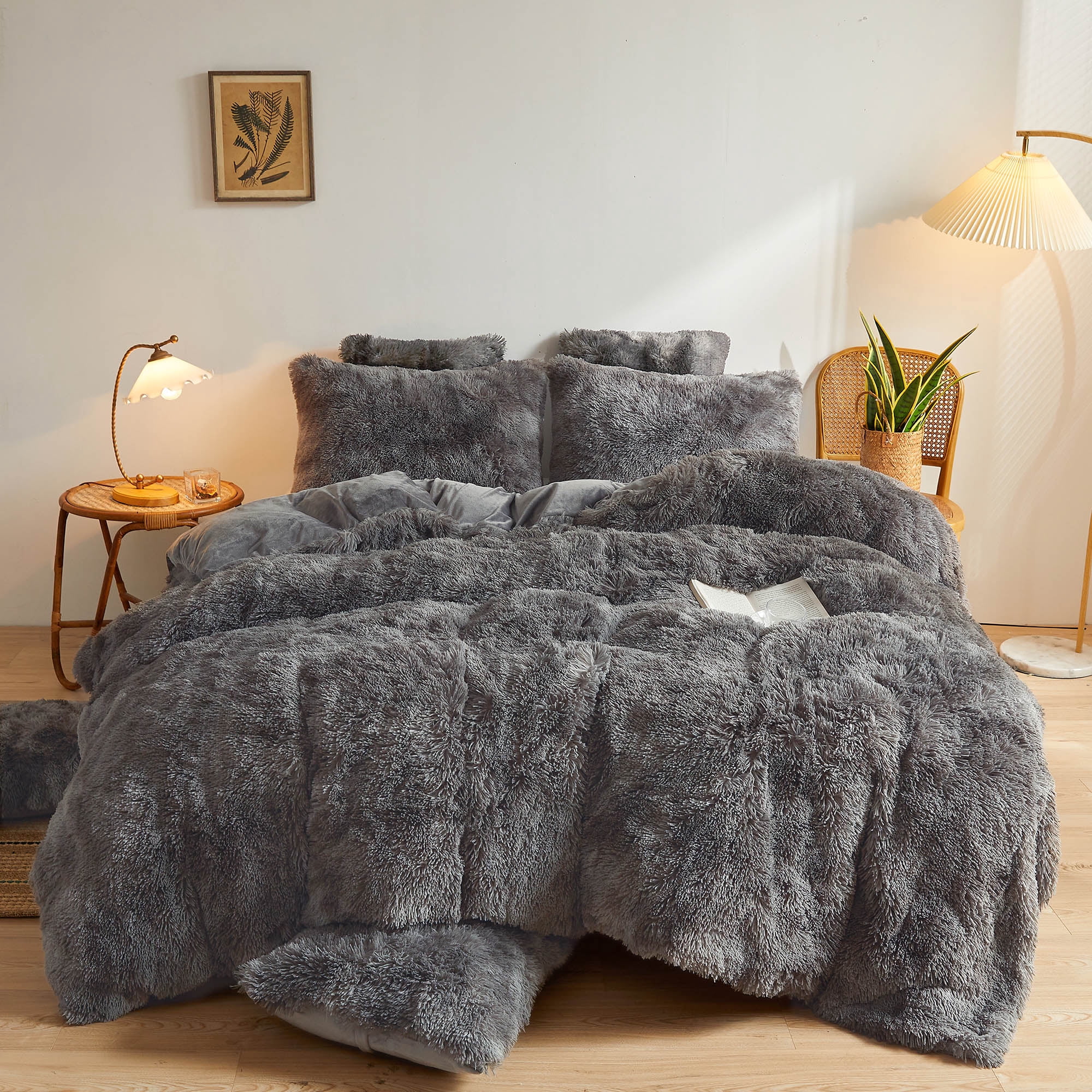 XeGe Tie Dye Plush Shaggy Duvet Cover Set, Ombre 3 Pieces Soft Velvet ...