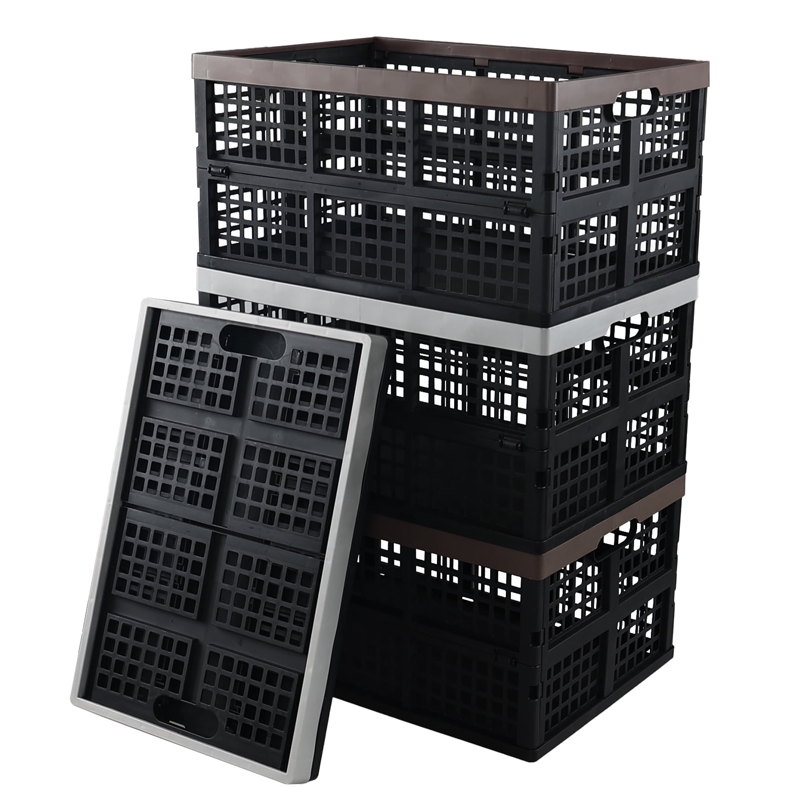 Xeabia 42 L Plastic Collapsible Storage Crates, Large Foldable Storage ...