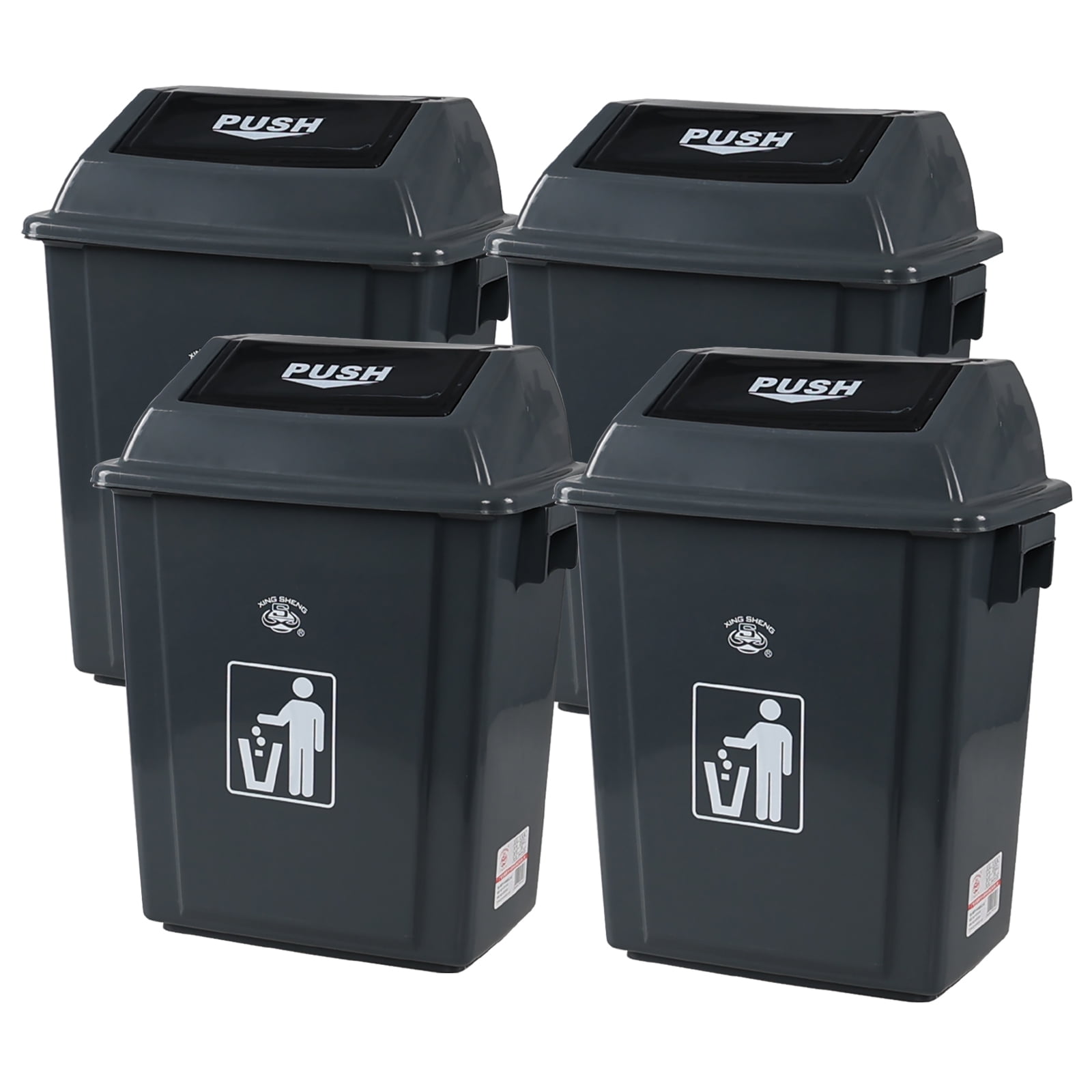 Xeabia 6 Gallon Plastic Swing Lid Trash Can, Plastic Garbage Can with ...