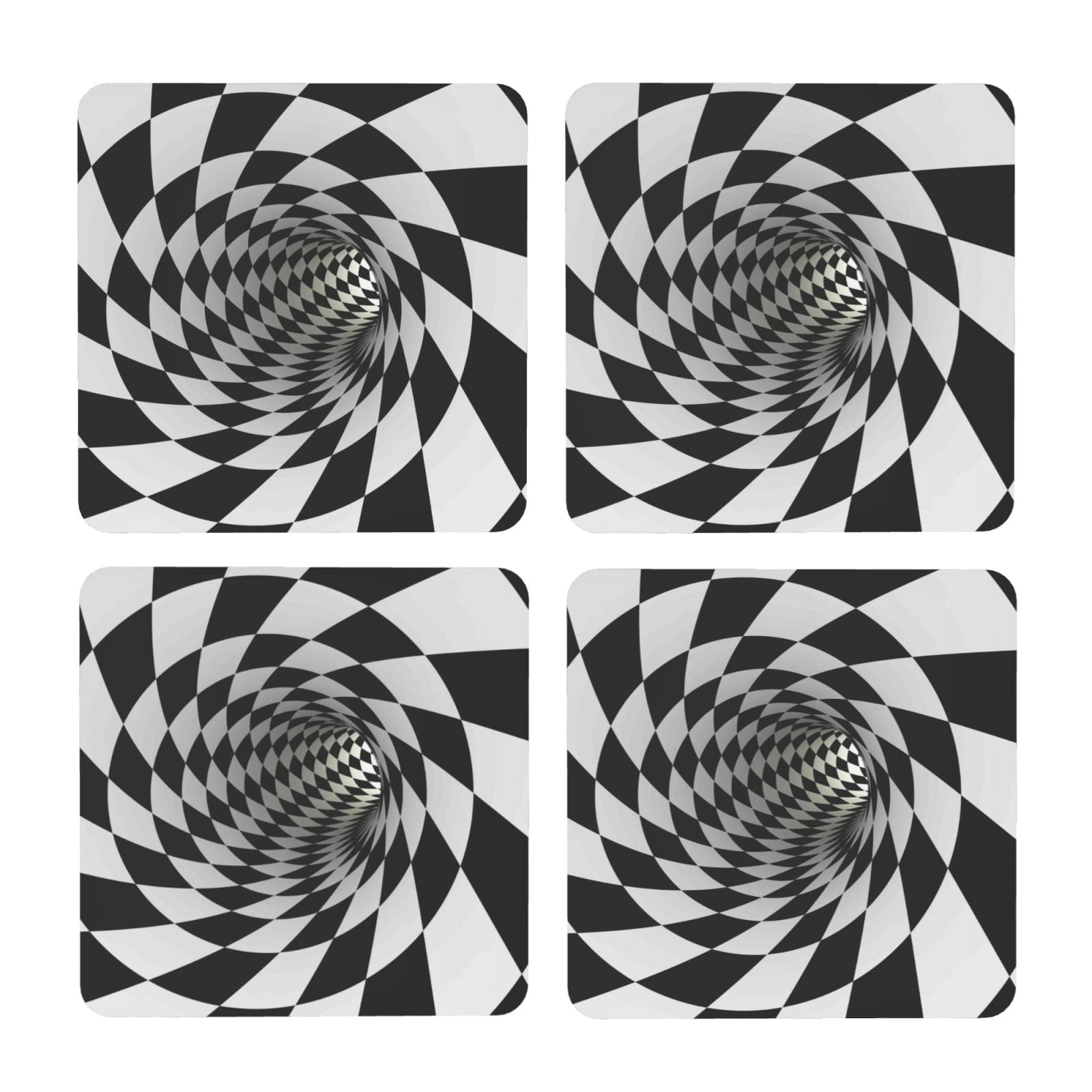 Xecao 3D Vortex Illusion for MDF Cork Coaster 4 Pcs,Drink Coasters,Suit ...