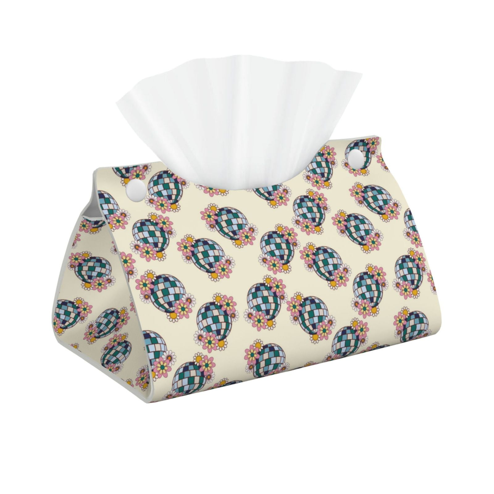 Xecao 70s Disco Ball Print Tissue Box Cover,Modern PVC Leather Square ...