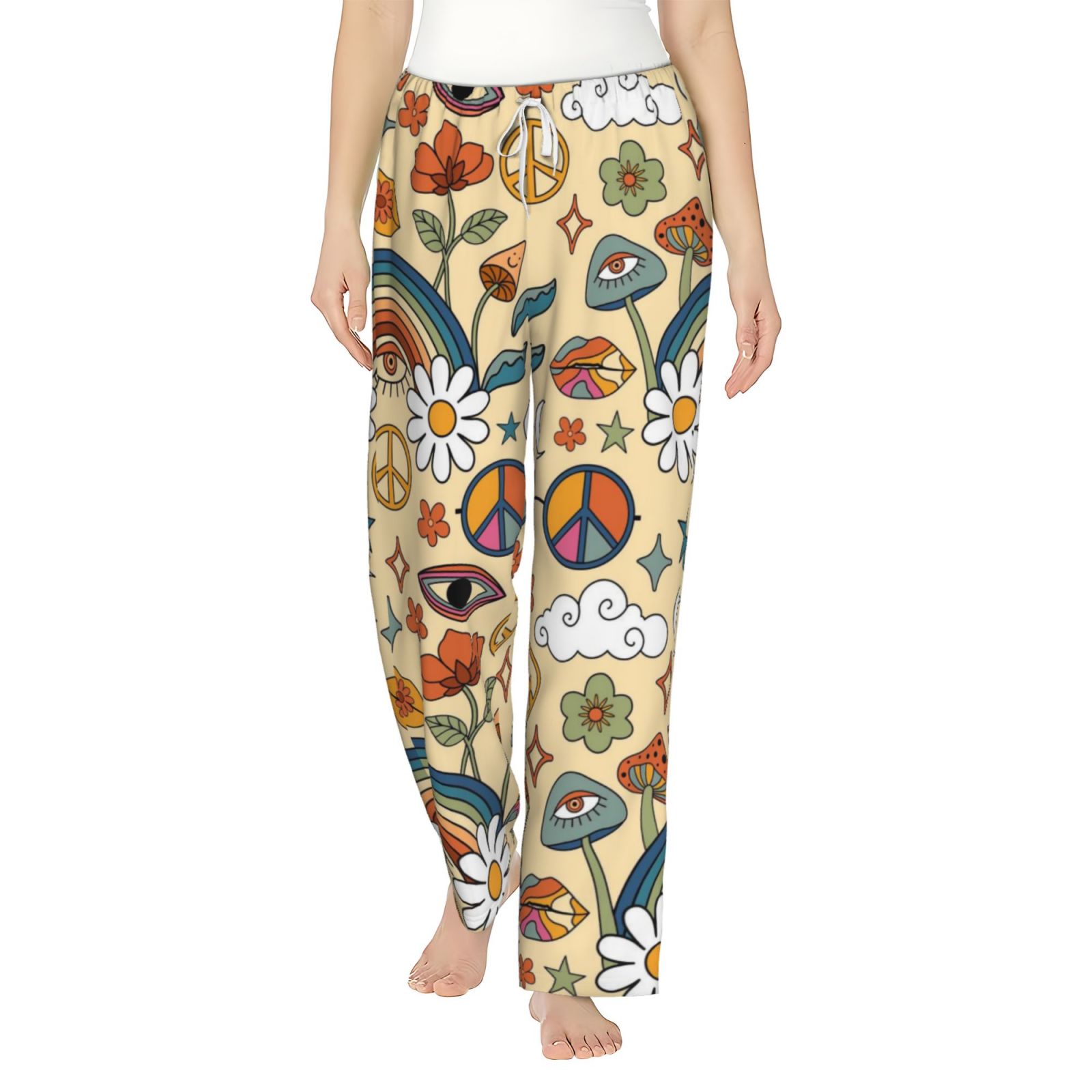 Xecao 70s Hippie Style Women's Straight Lounge Pajama Pants: The ...