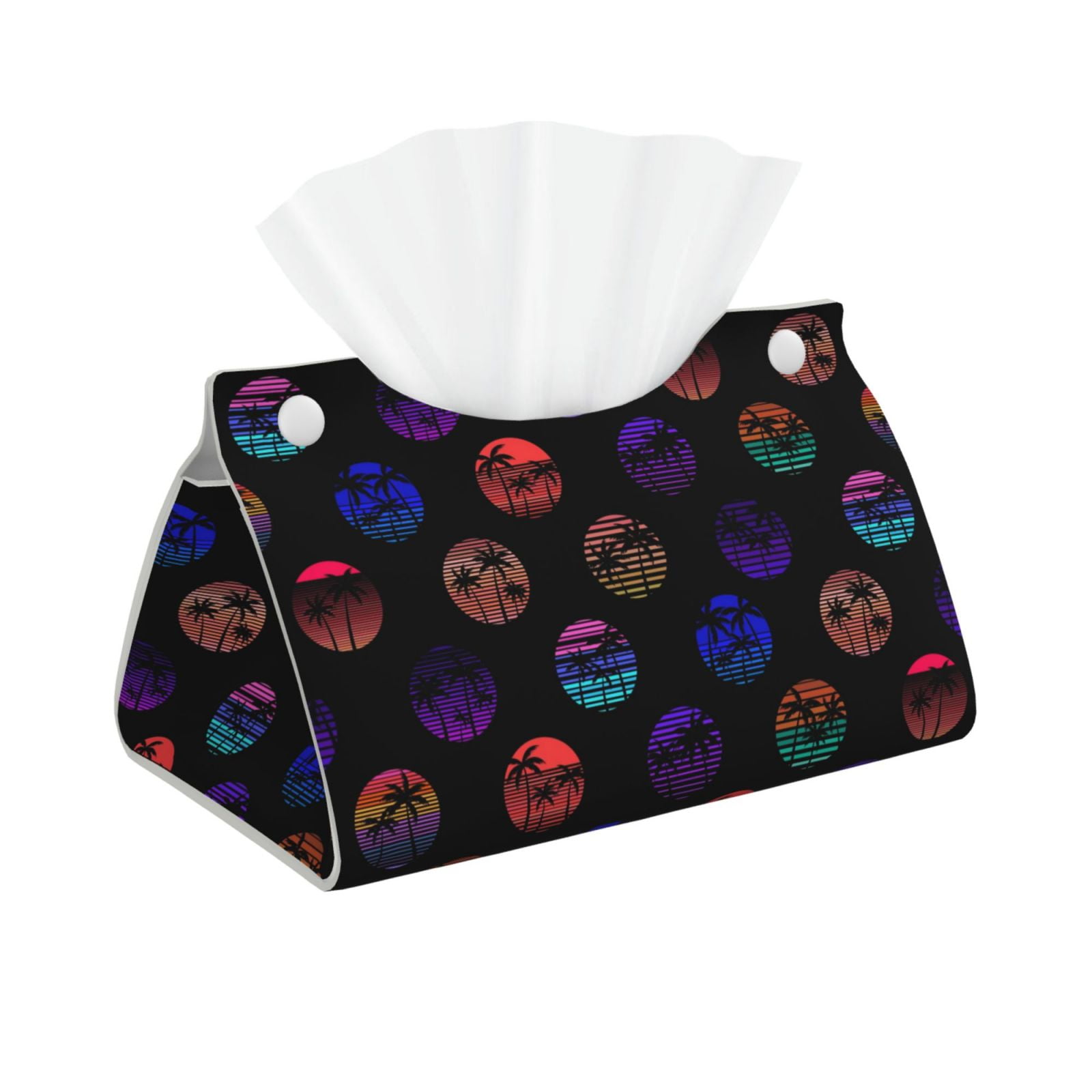Xecao 80s Style Palm Trees Print Tissue Box Cover,Modern PVC Leather ...