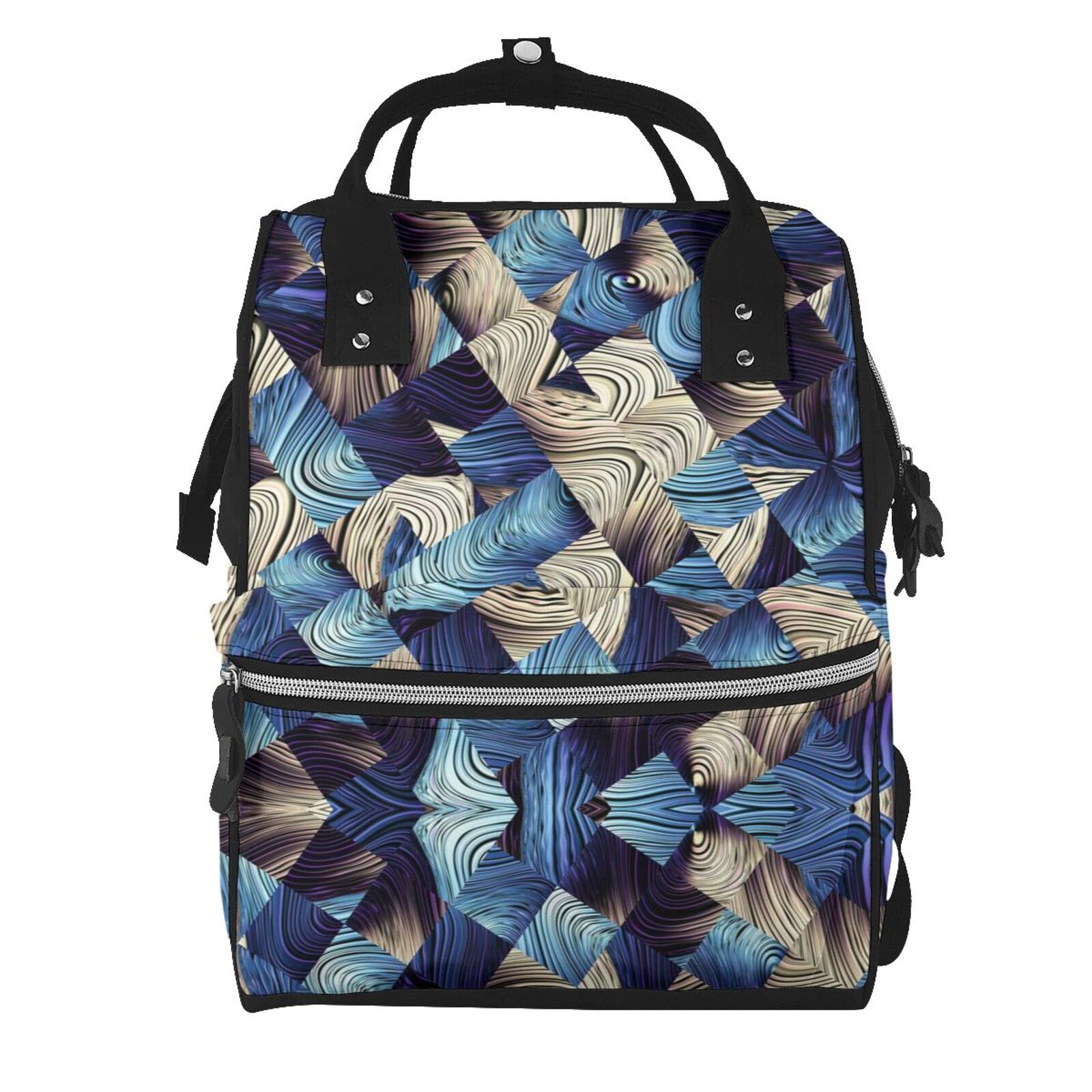 Xecao Abstract Blue Squares print Large Capacity Nappy Bag is a multi ...