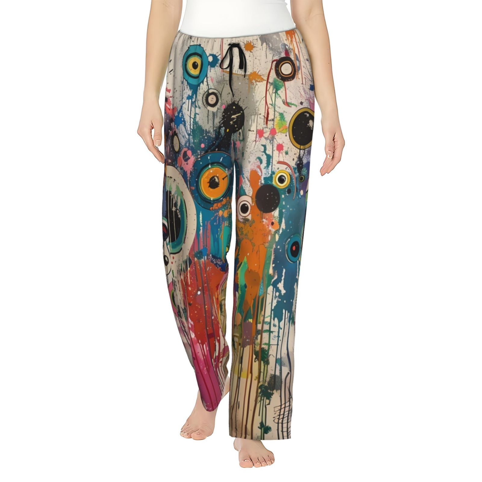 Xecao Abstract Colorful Dripping Circles Print Women's Straight Lounge ...